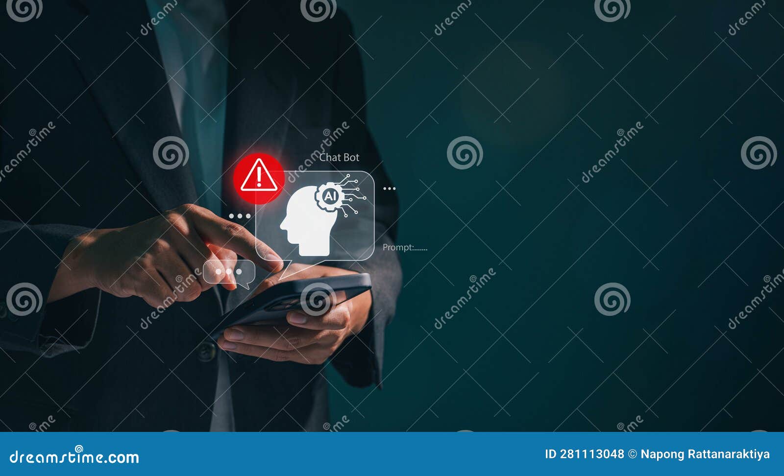 Business Man Using Digital Chatbot Artificial Intelligence (AI) with ...