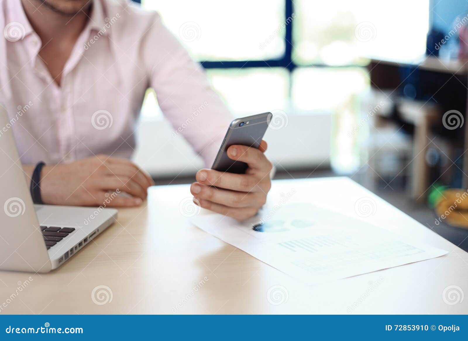 Business Man Using Internet on Smartphone and Laptop Stock Photo ...