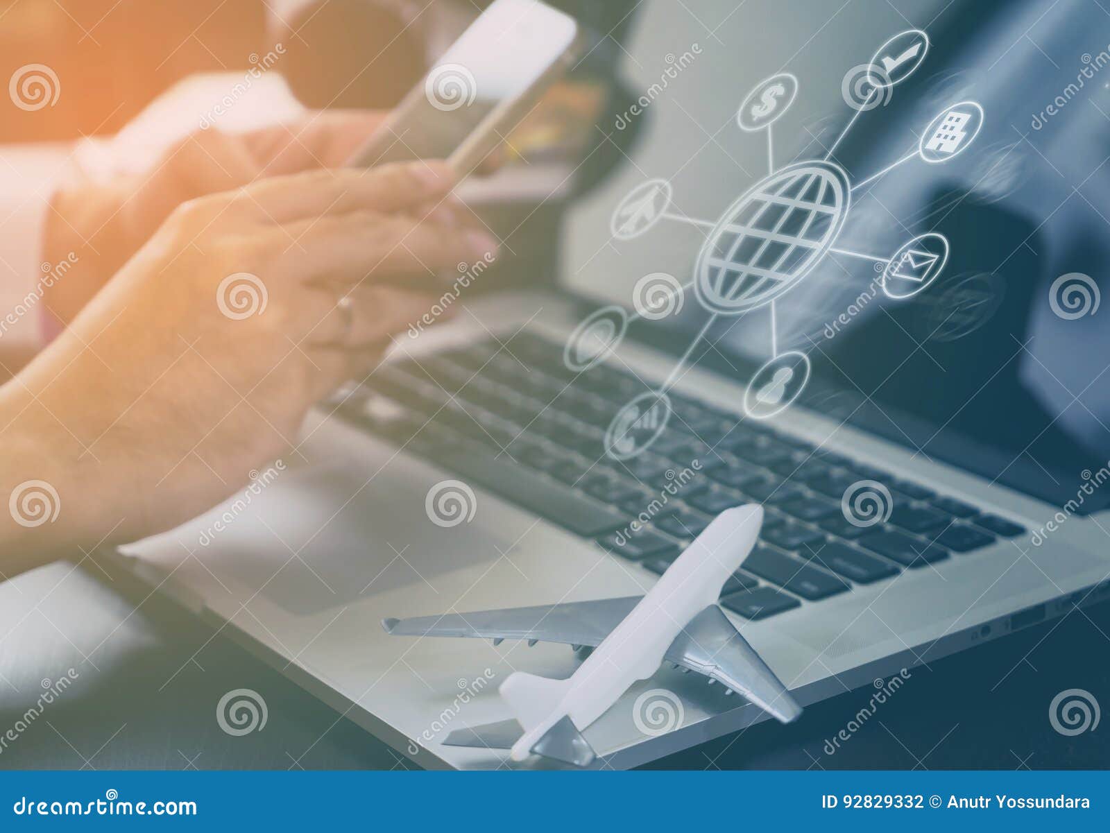Business Man is Using Internet for Travel Stock Photo - Image of ...