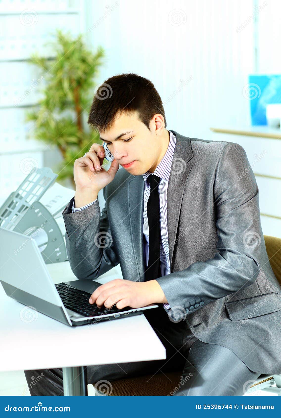 Business Man Using Laptop in Modern Office Stock Photo - Image of ...