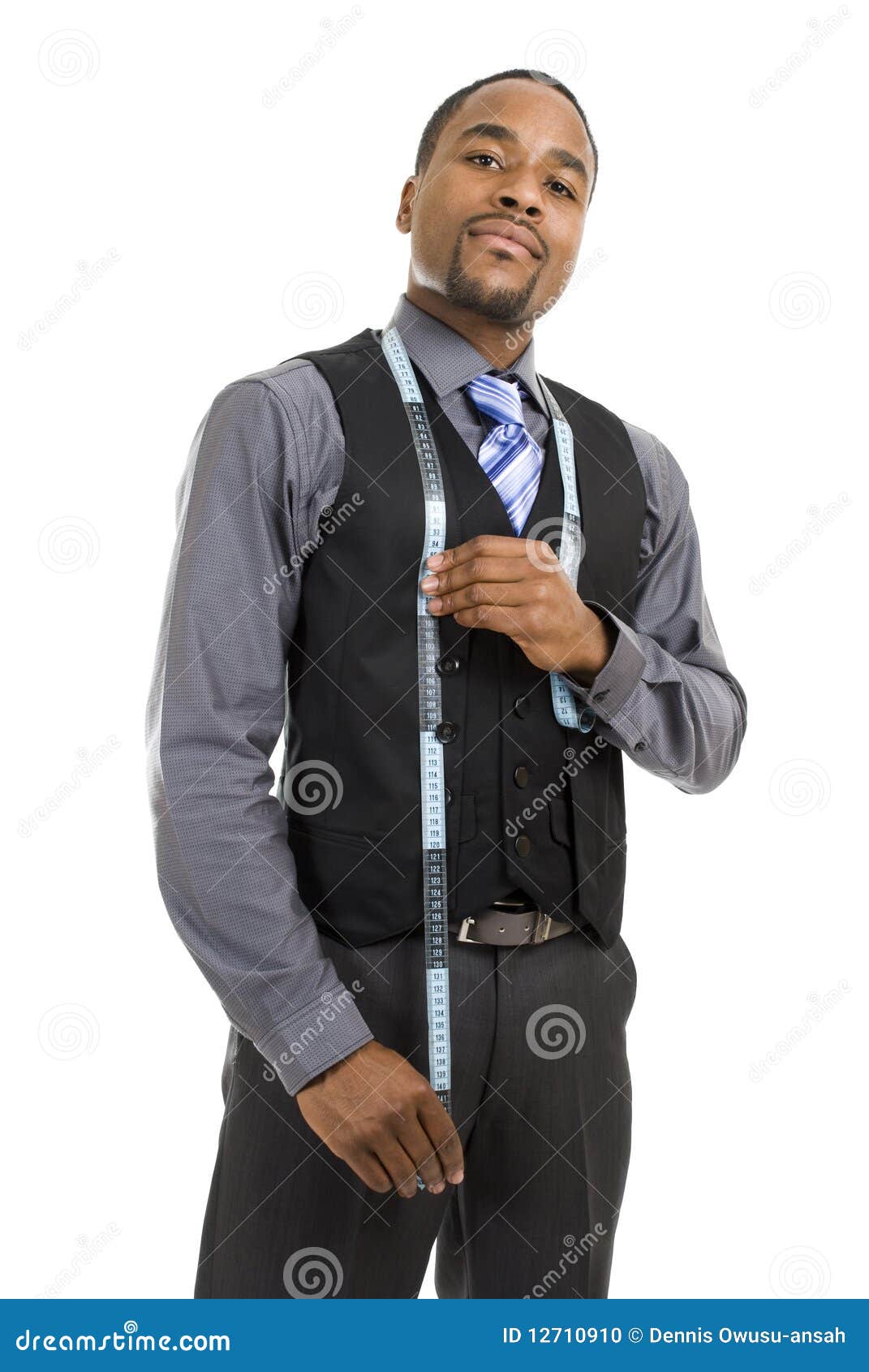Business Man Using a Measuring Tape Stock Photo - Image of african ...