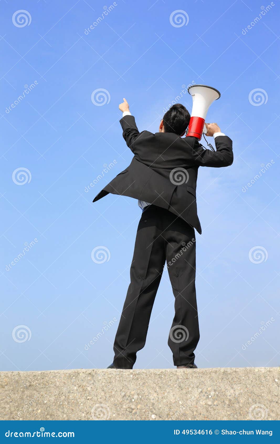 Business Man Using Megaphone Stock Photo - Image of loudspeaker, back ...