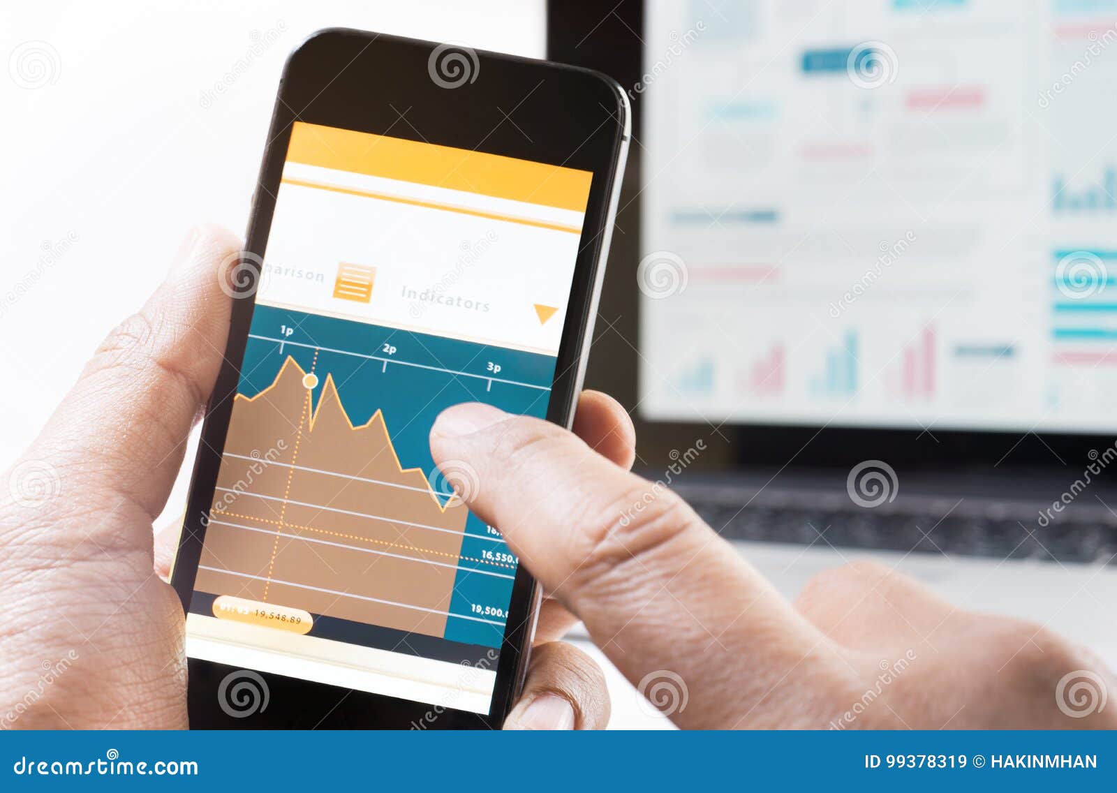 Business Man Online Checking Stock Market with Smart Phone. Stock Image ...
