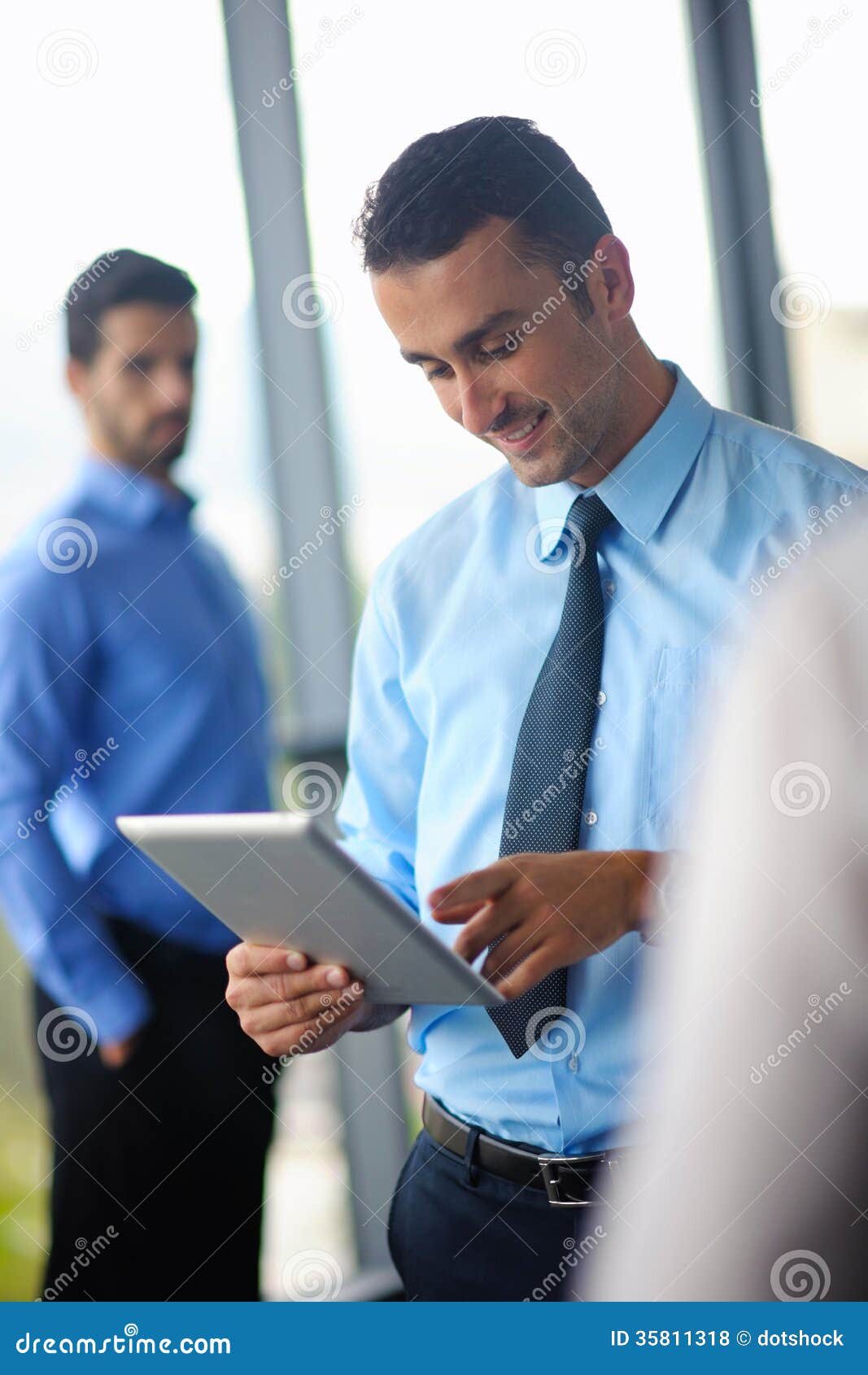 Business Man Using Tablet Compuer at Office Stock Photo - Image of ...