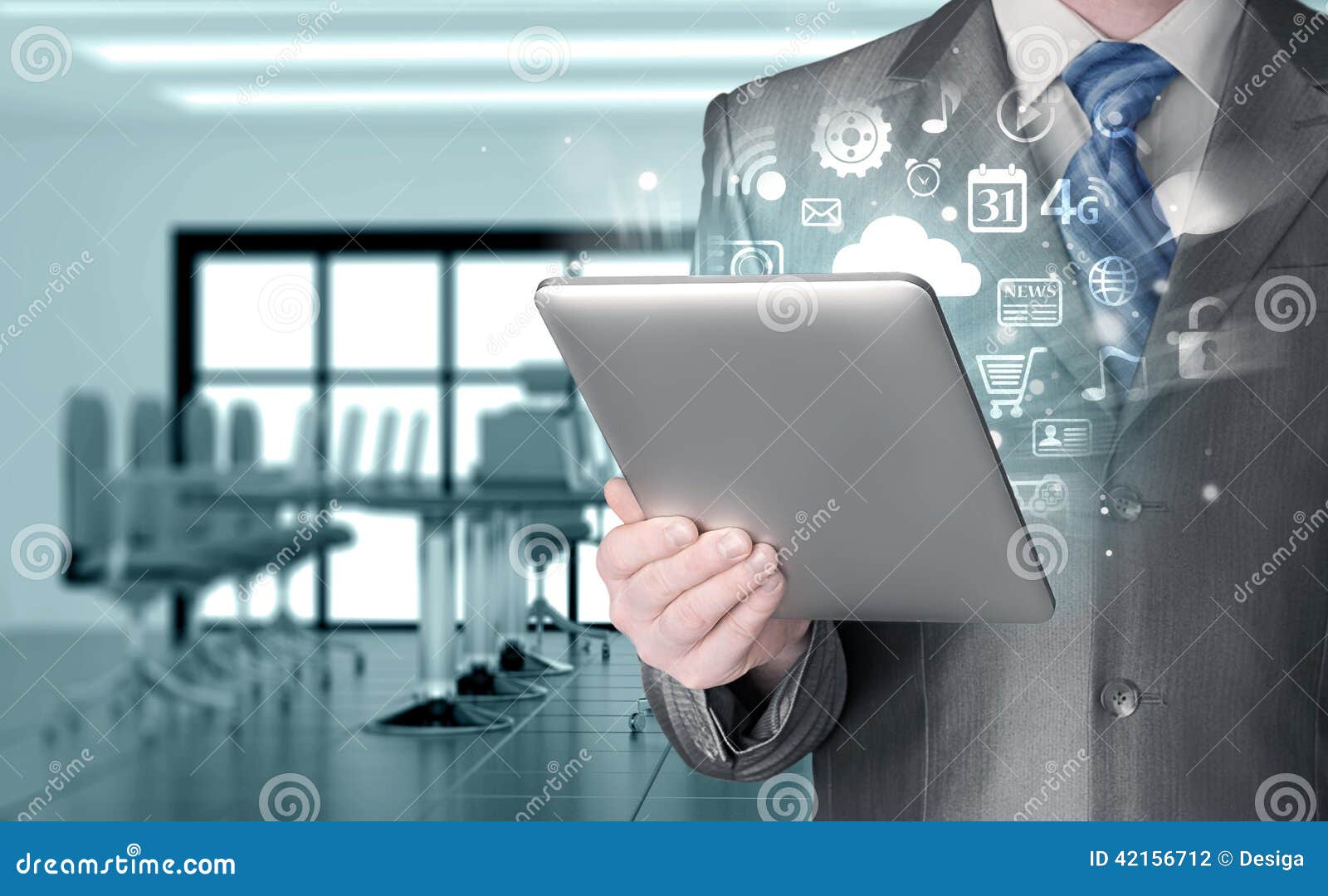Business Man Using Tablet PC Stock Photo - Image of communication ...