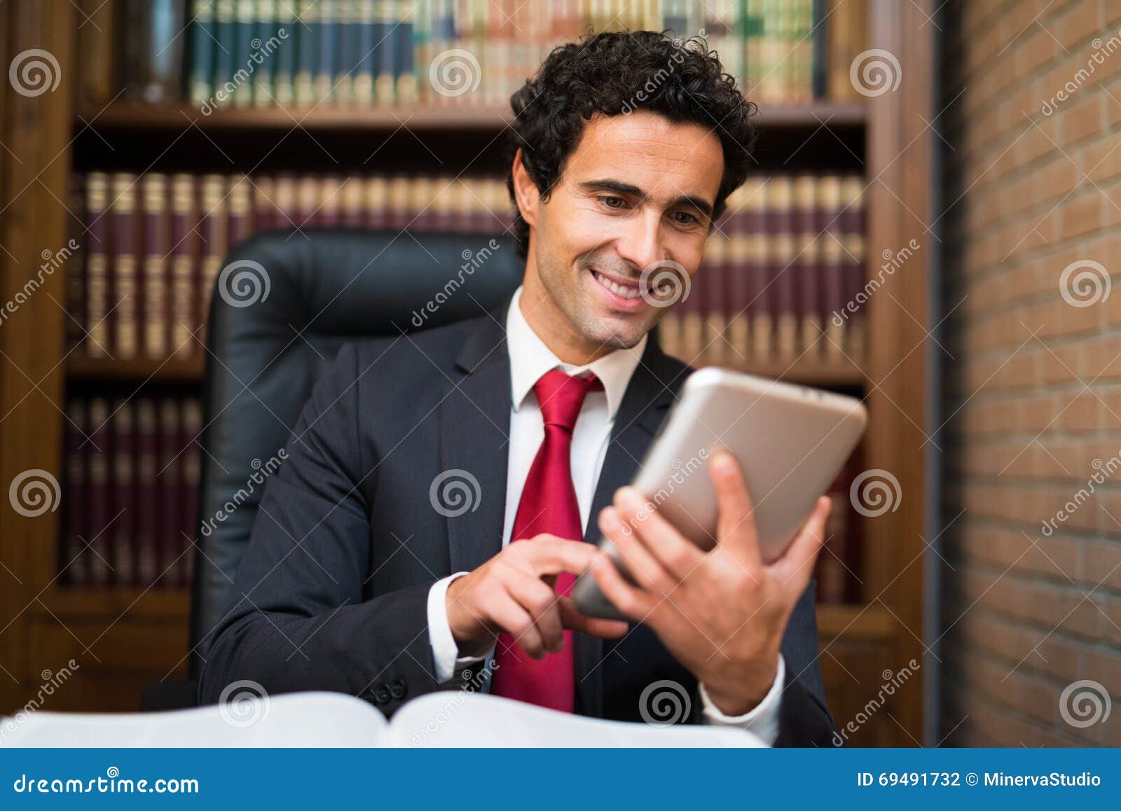 Business Man Using a Tablet Stock Photo - Image of leader, male: 69491732