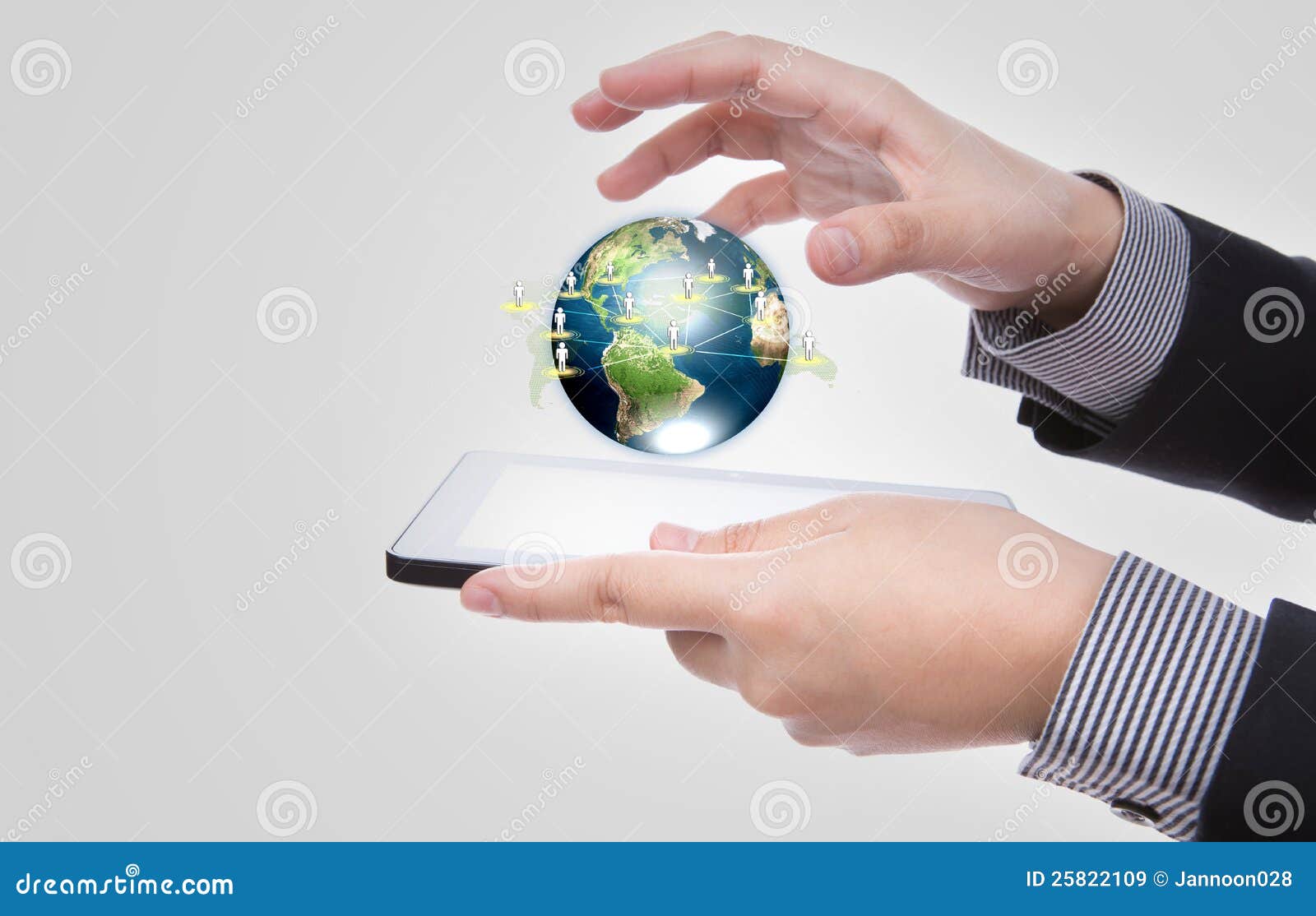 Business Man Using a Touch Screen Device. Stock Image - Image of front ...