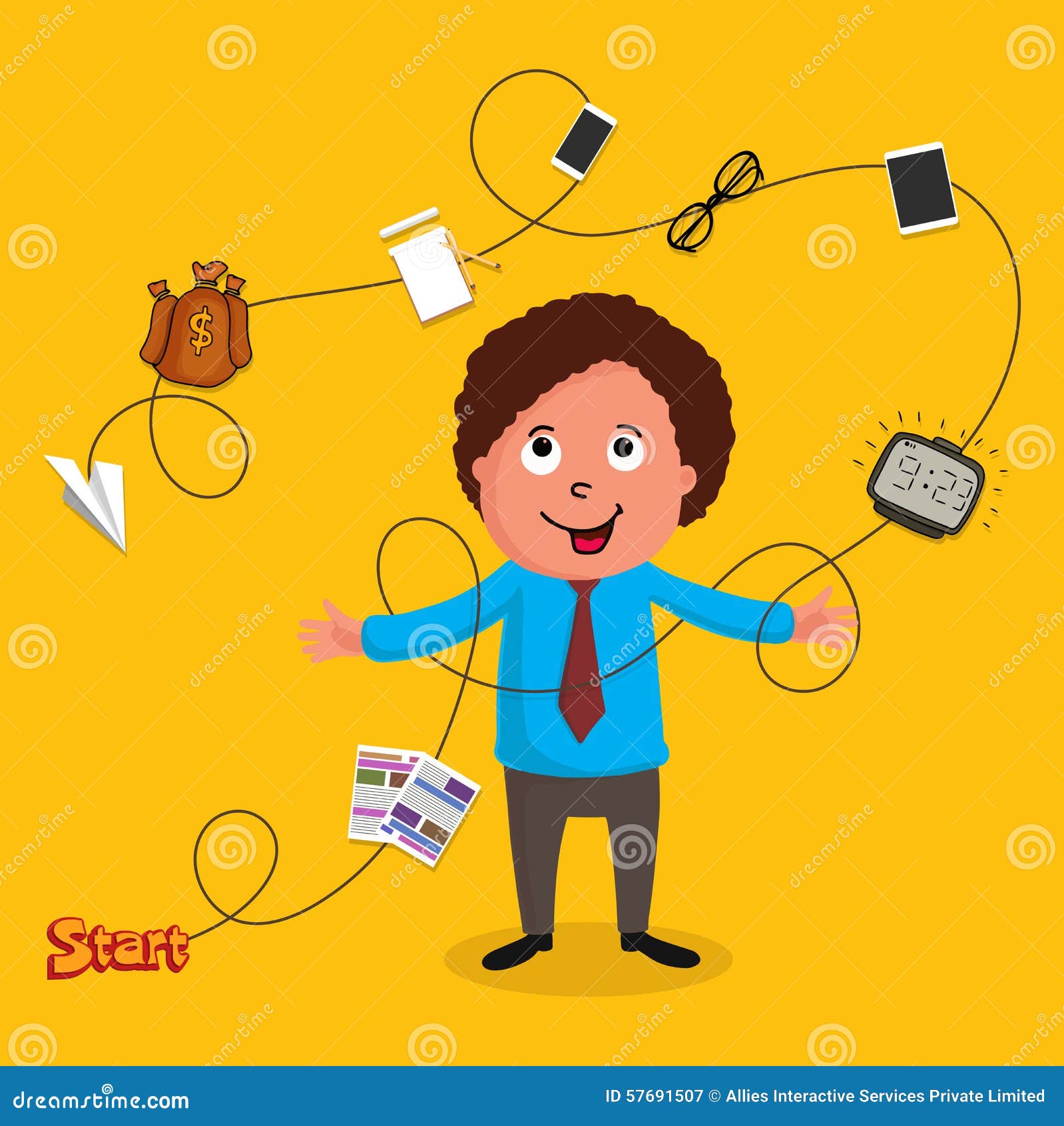 Business Man with Various Elements. Stock Illustration - Illustration ...