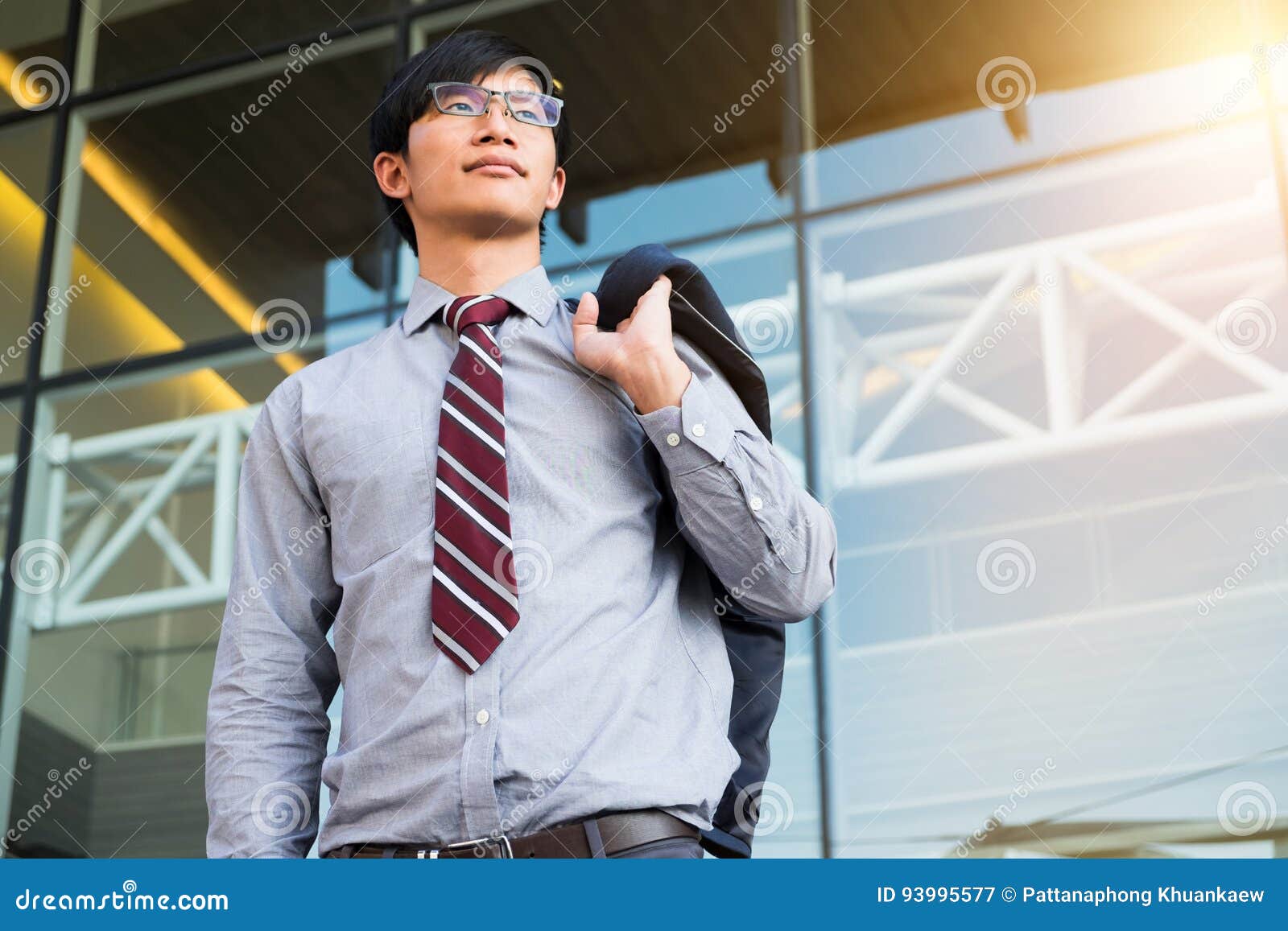 Business Man Waiting Colleague Outside the Office Stock Image - Image ...