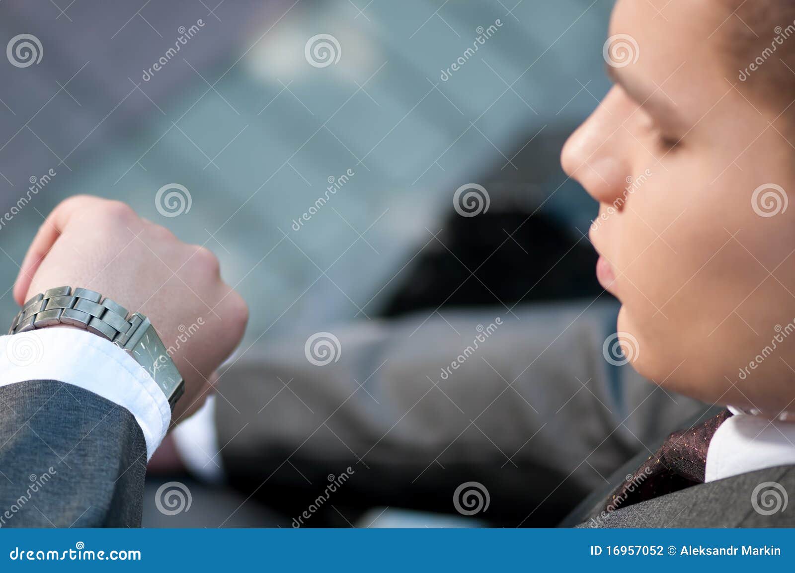 Business Man Waiting at Park. Watch. Student Stock Photo - Image of ...