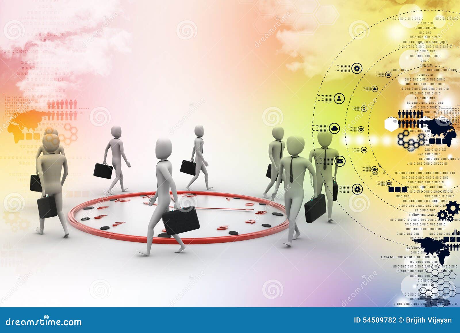 Business Man Walk Around The Clock Royalty-Free Stock Image ...