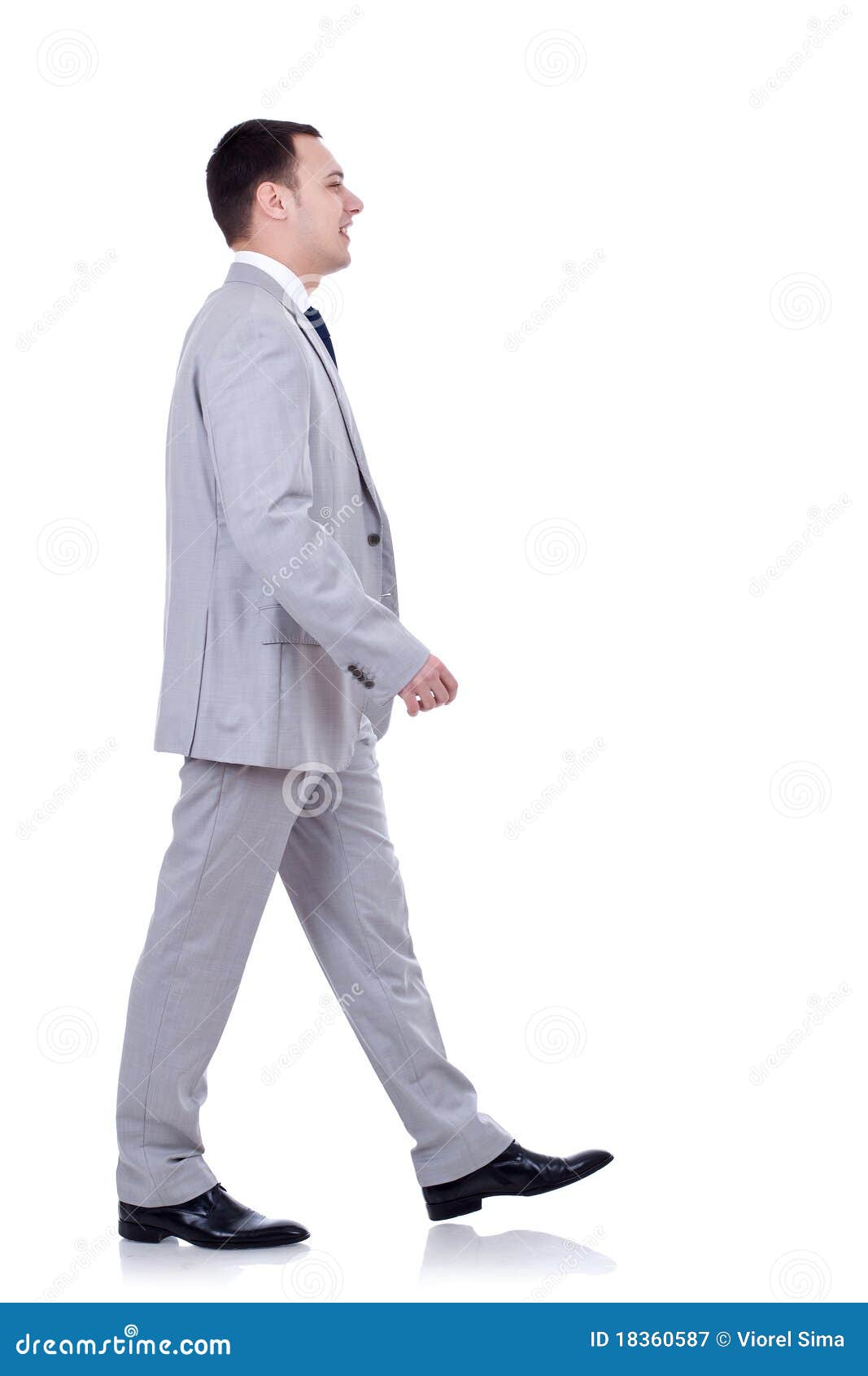 Business Man Walking Forward - Side View Stock Image - Image of ...