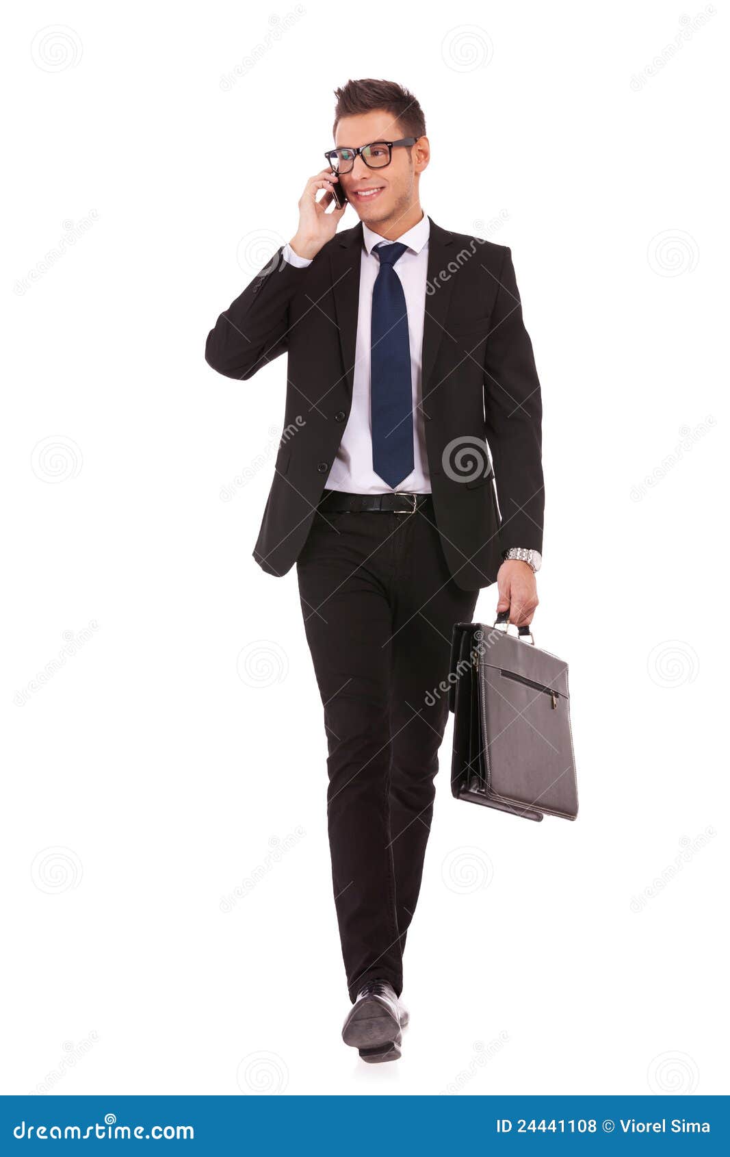 Business Man Walking and Talking on Phone Stock Photo - Image of ...