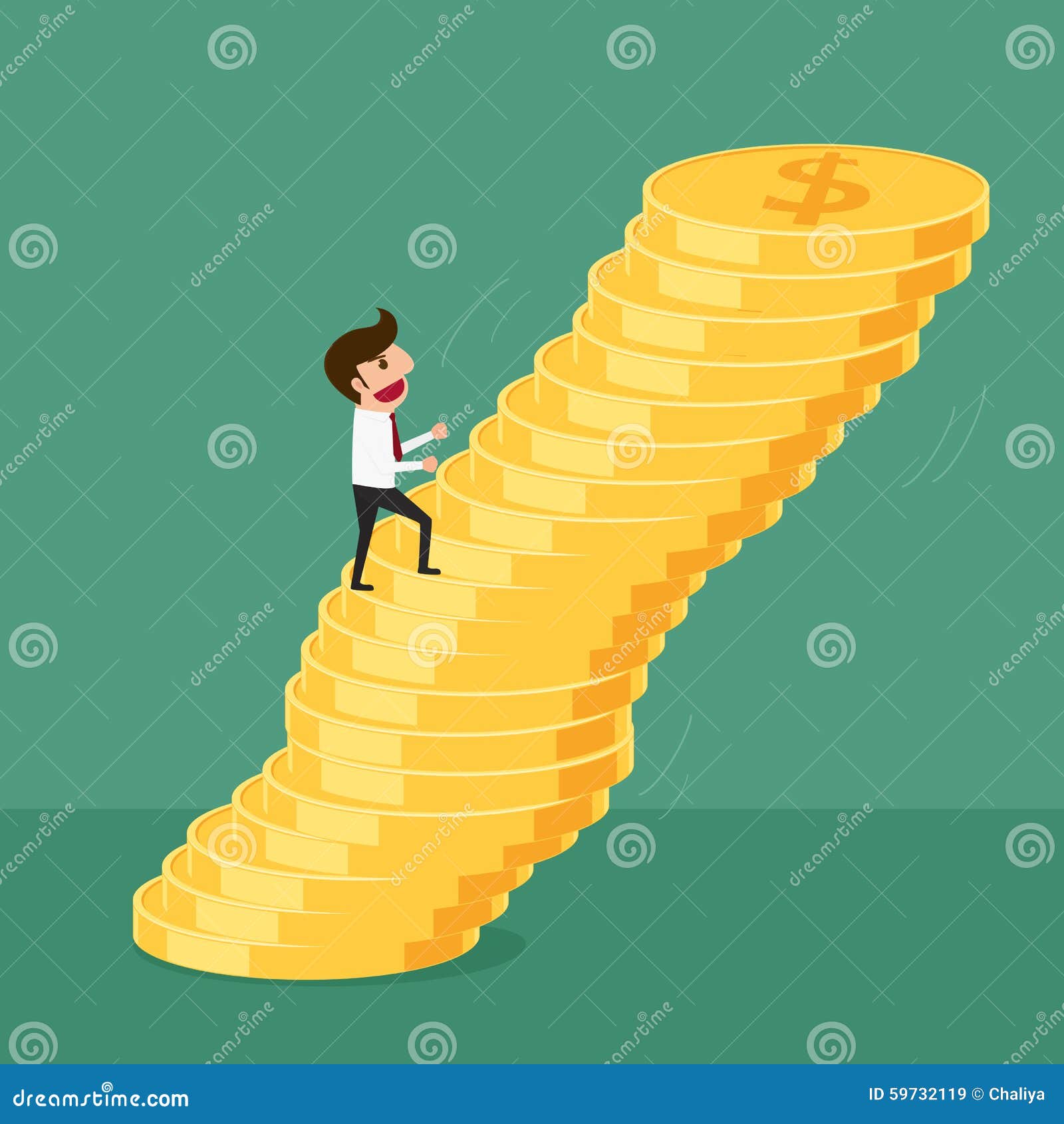 Business Man Walking Up on Money Stack, Risk and Being Unstable. Stock ...