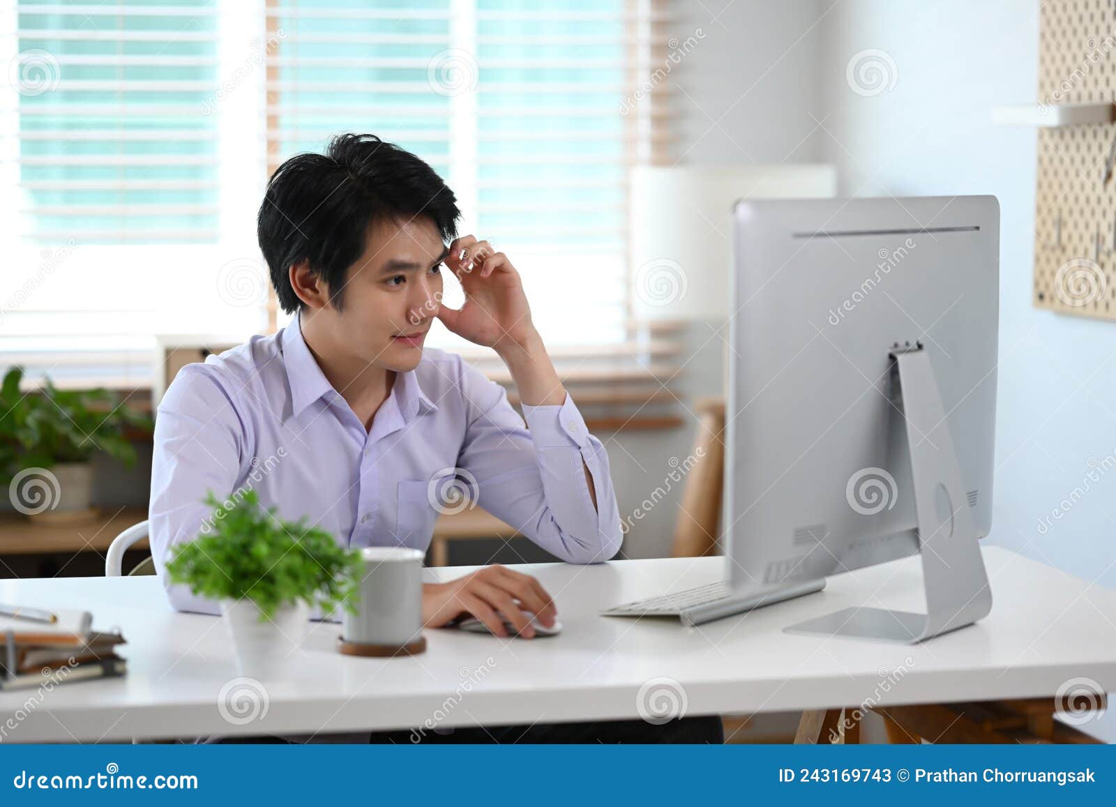 Business Man Watching Online Webinar on Computer. Stock Image - Image ...