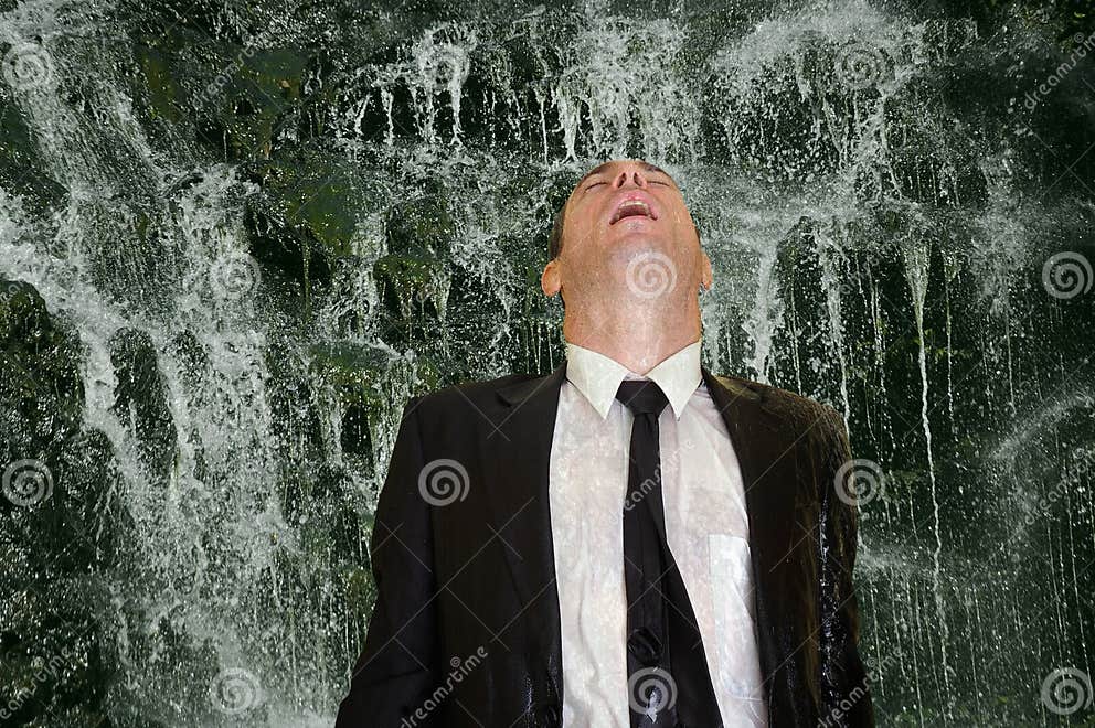 Business man waterfall stock image. Image of male, drip - 15093535