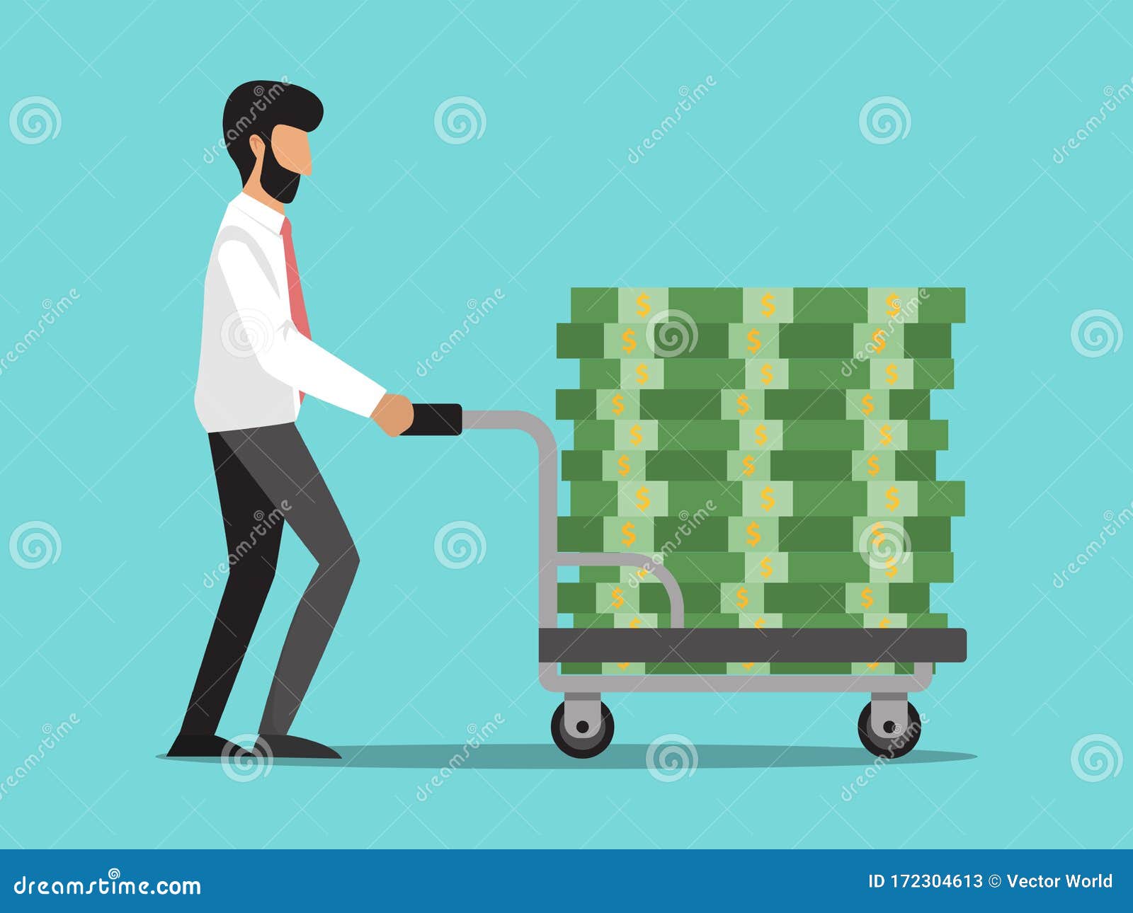 Business Man with Wheelbarrow Full of Cash Vector Illustration ... Business Man with Wheelbarrow Full of Cash Vector Illustration ...