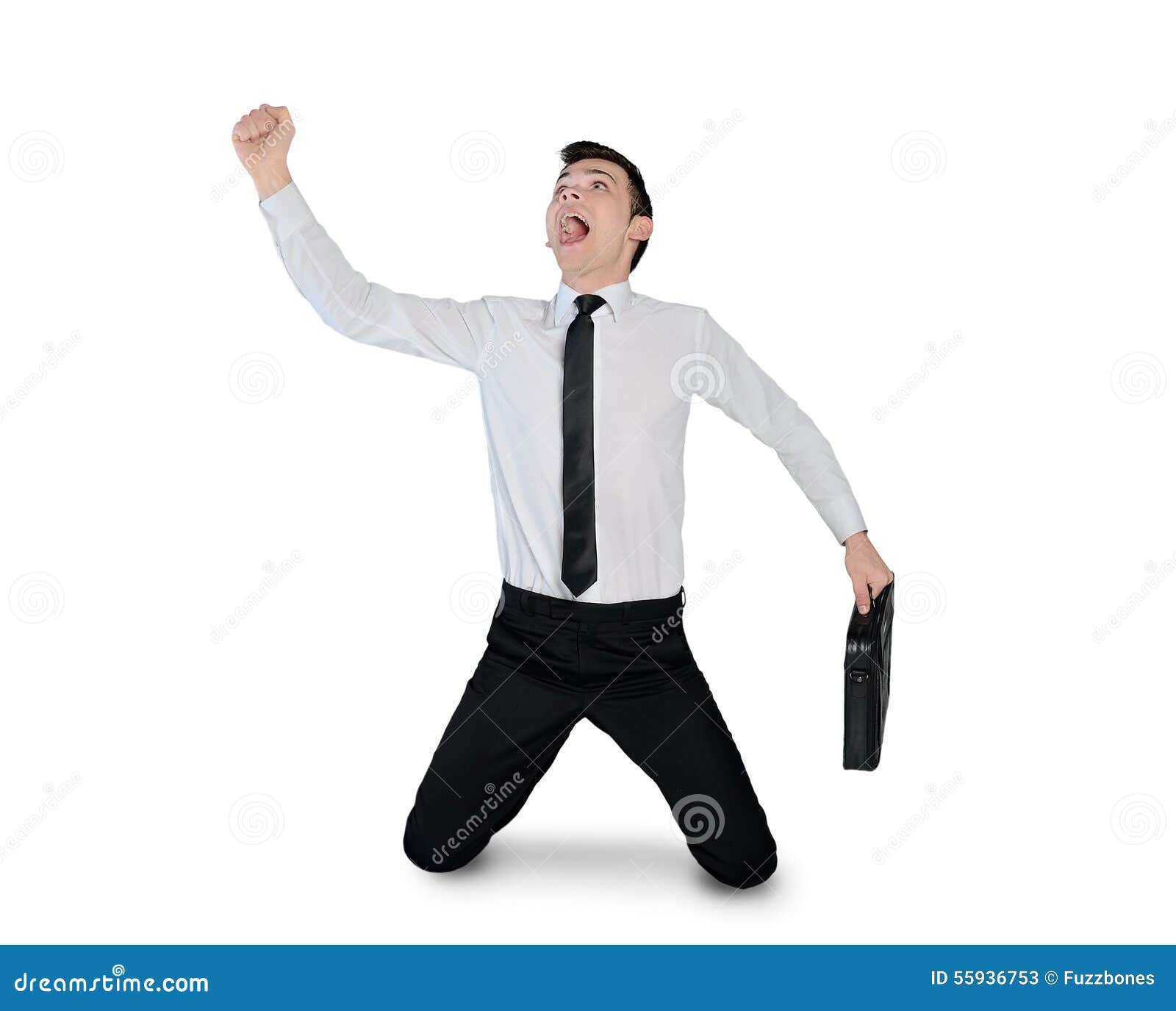 Business Man Winner Hand Up Stock Image - Image of celebrating ...