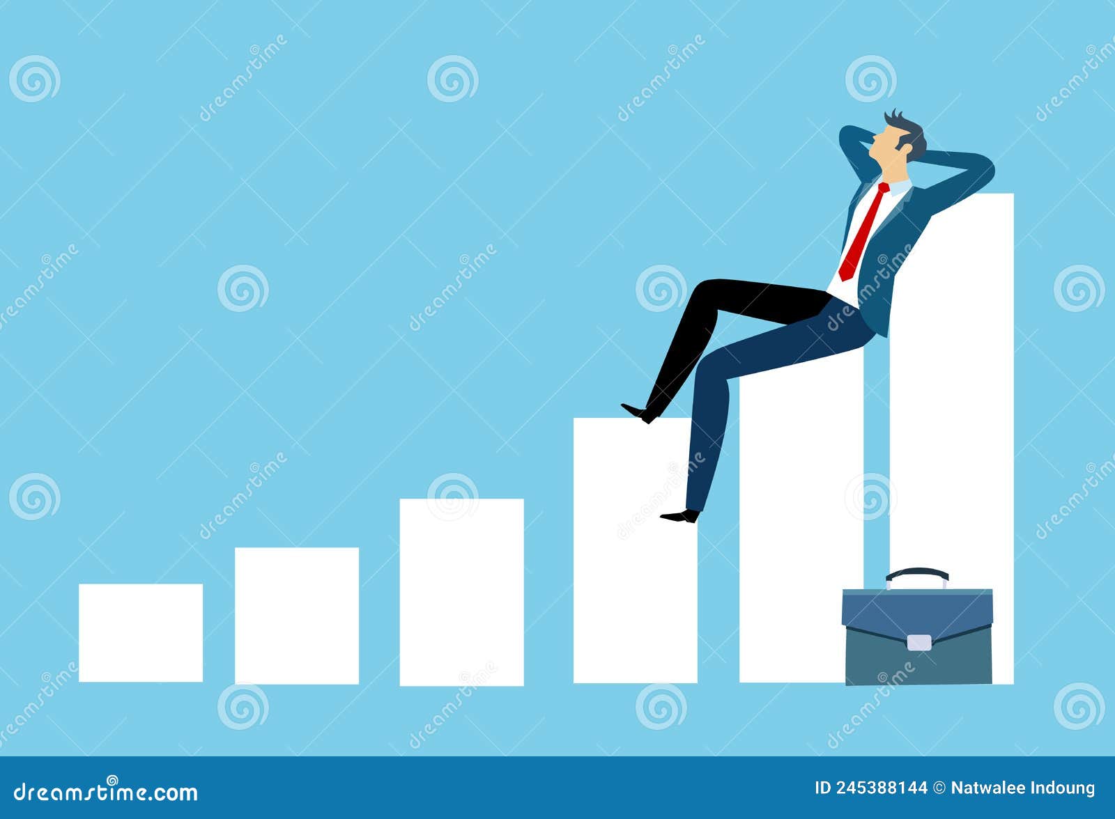 Business Man Winning , Sitting on a Graph Bar Stock Illustration ...
