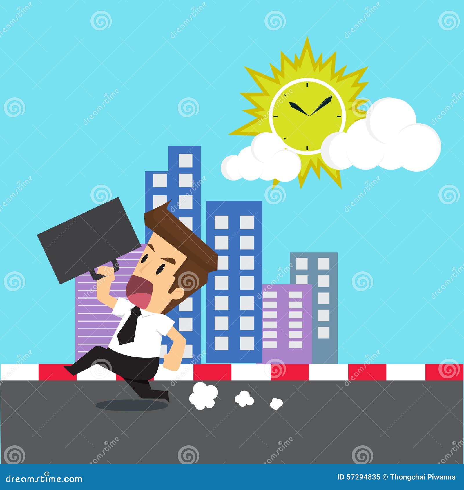 Business Man Woke Up Late, Late for Work Stock Vector - Illustration of ...