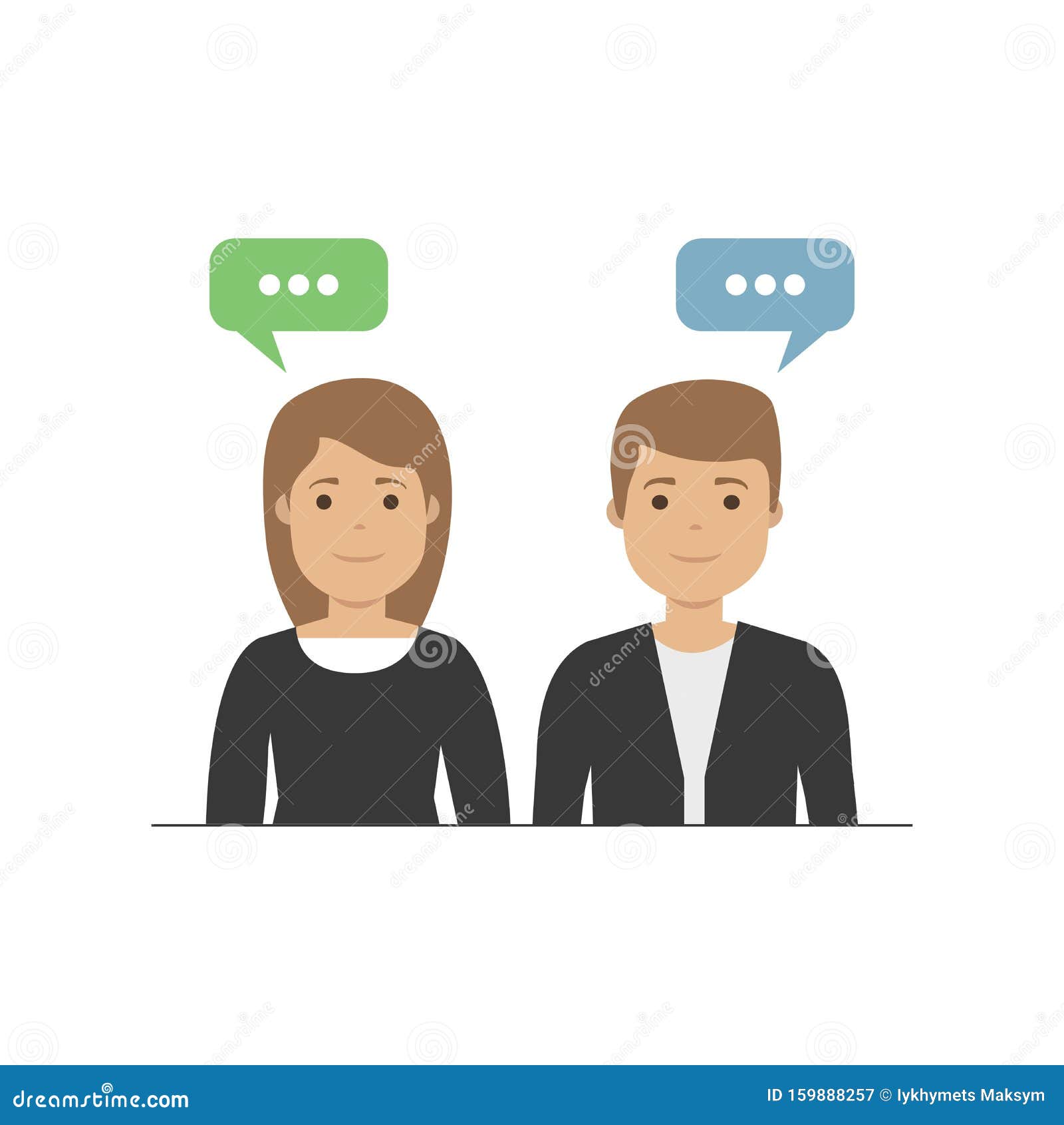 Business Man and Woman Communicate. Chatting Online Conversation with ...