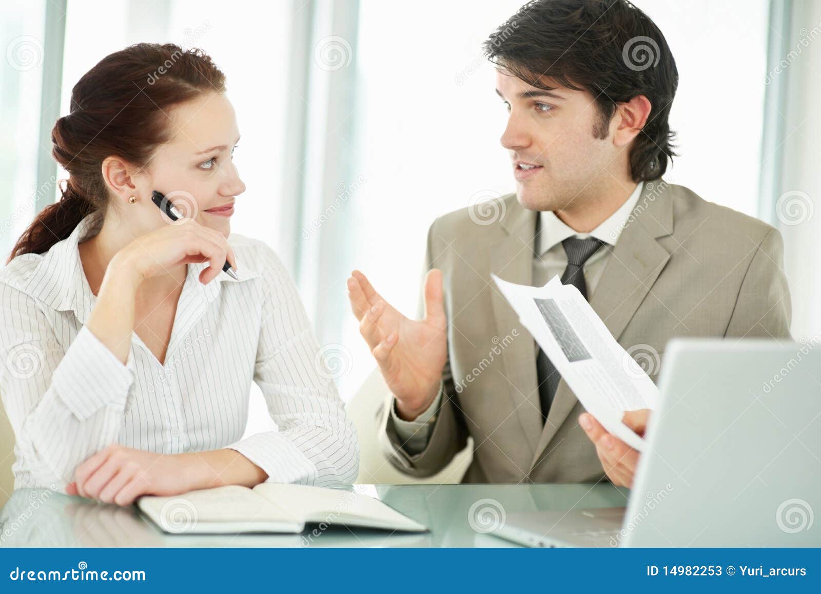 Business Man and Woman during a Discussion Stock Image - Image of idea ...