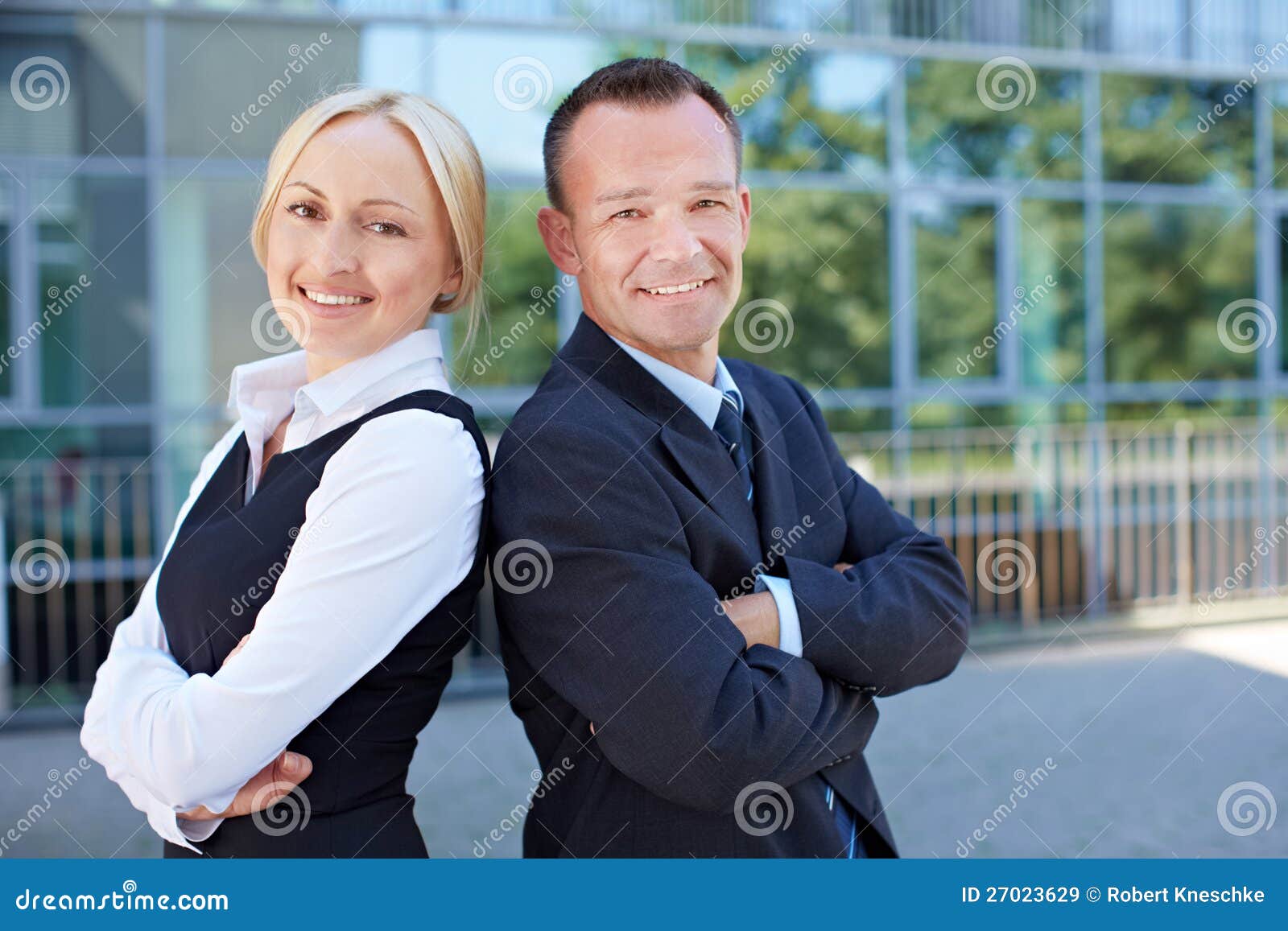 Business Man and Woman Leaning Back Stock Image - Image of interaction ...