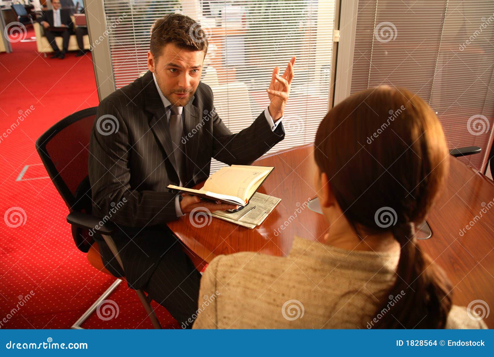Business Man and Woman Talking in the Office Stock Photo - Image of ...