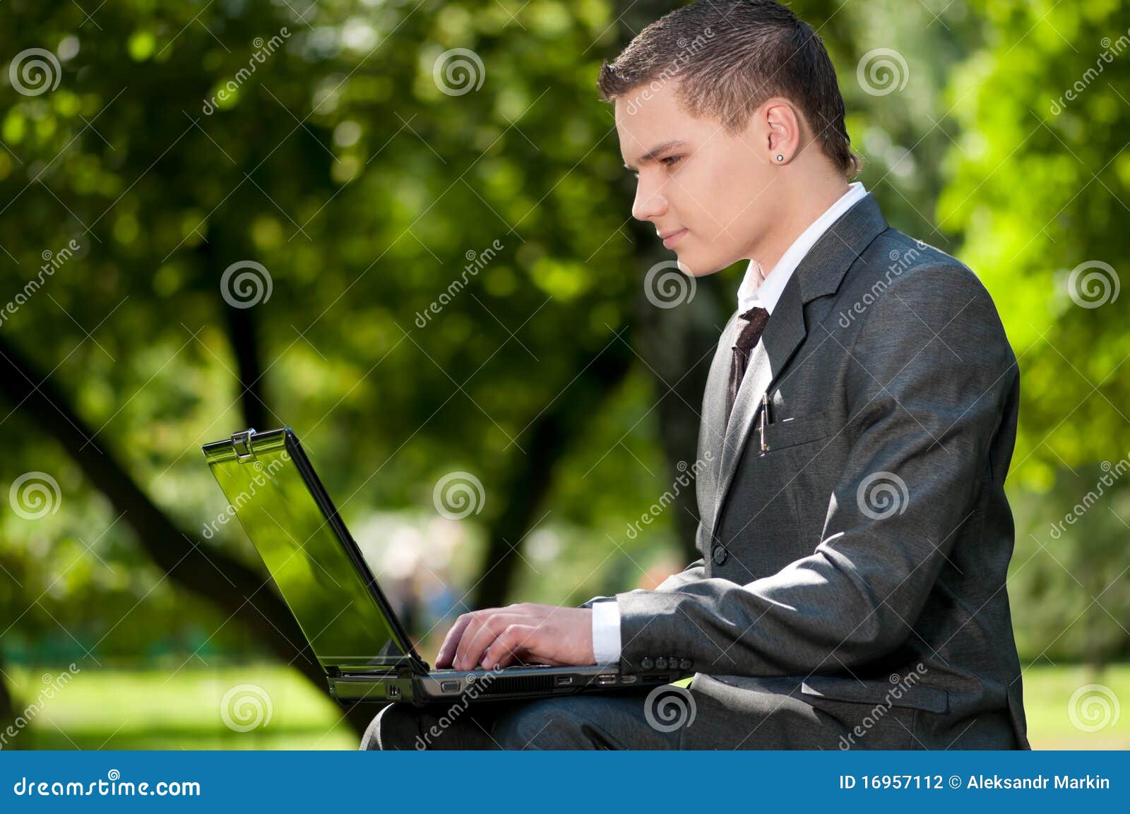 Business Man Work on Notebook Stock Photo - Image of probationer ...