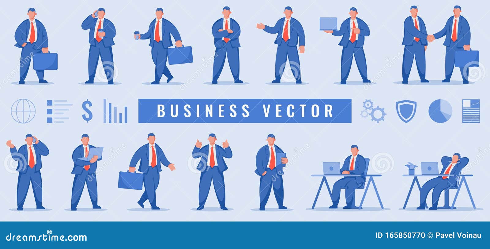 Business Man at Work. Business People Set Stock Vector - Illustration ...