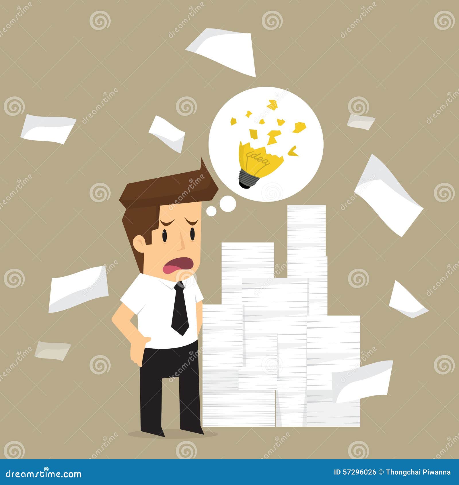 Business Man Worked Hard, Bulb Idea Broken Stock Vector - Illustration ...
