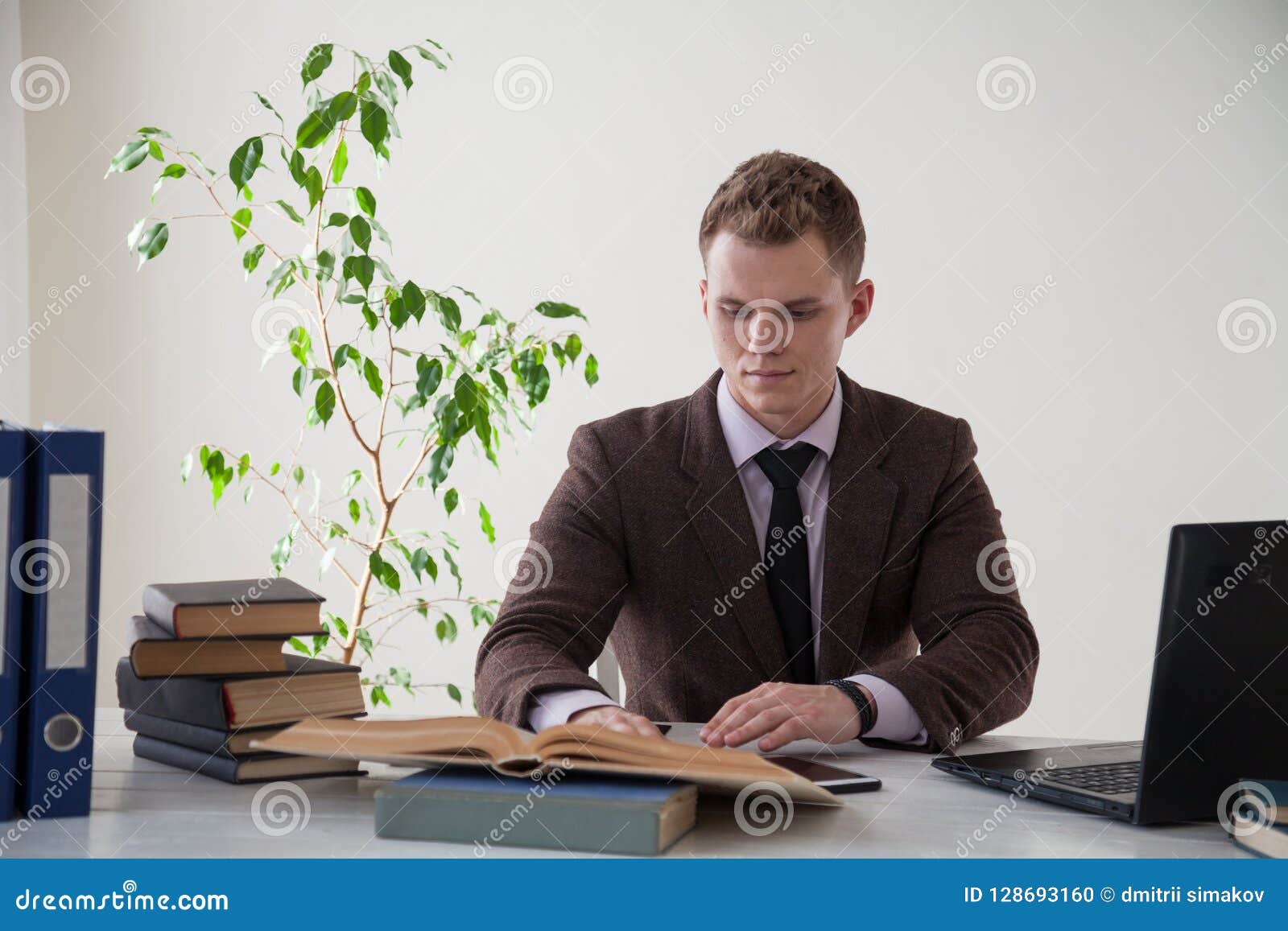 Business Man Working at a Computer in the Office Stock Photo - Image of ...