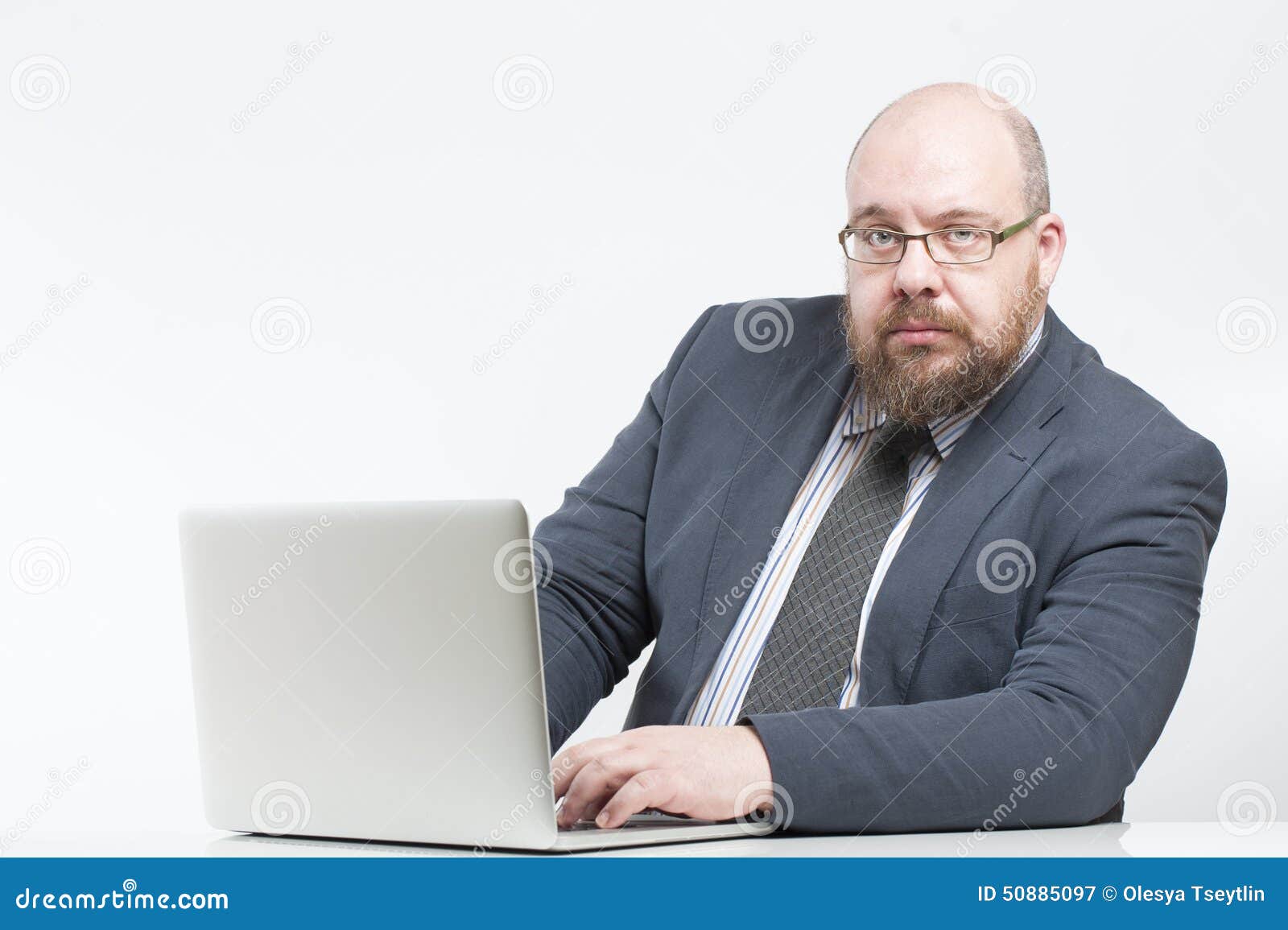 Business Man Working at a Computer. Stock Image - Image of clean, print ...