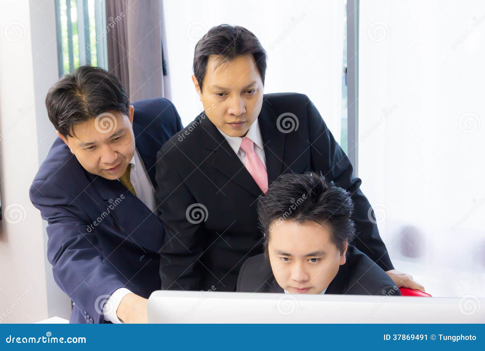 Business Man Working with Desktop Computer Stock Image - Image of ...