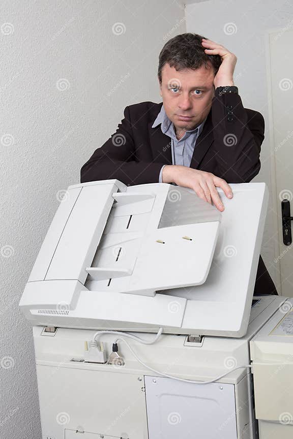 Business Man Working in Front of Printer at Office Stock Image - Image ...