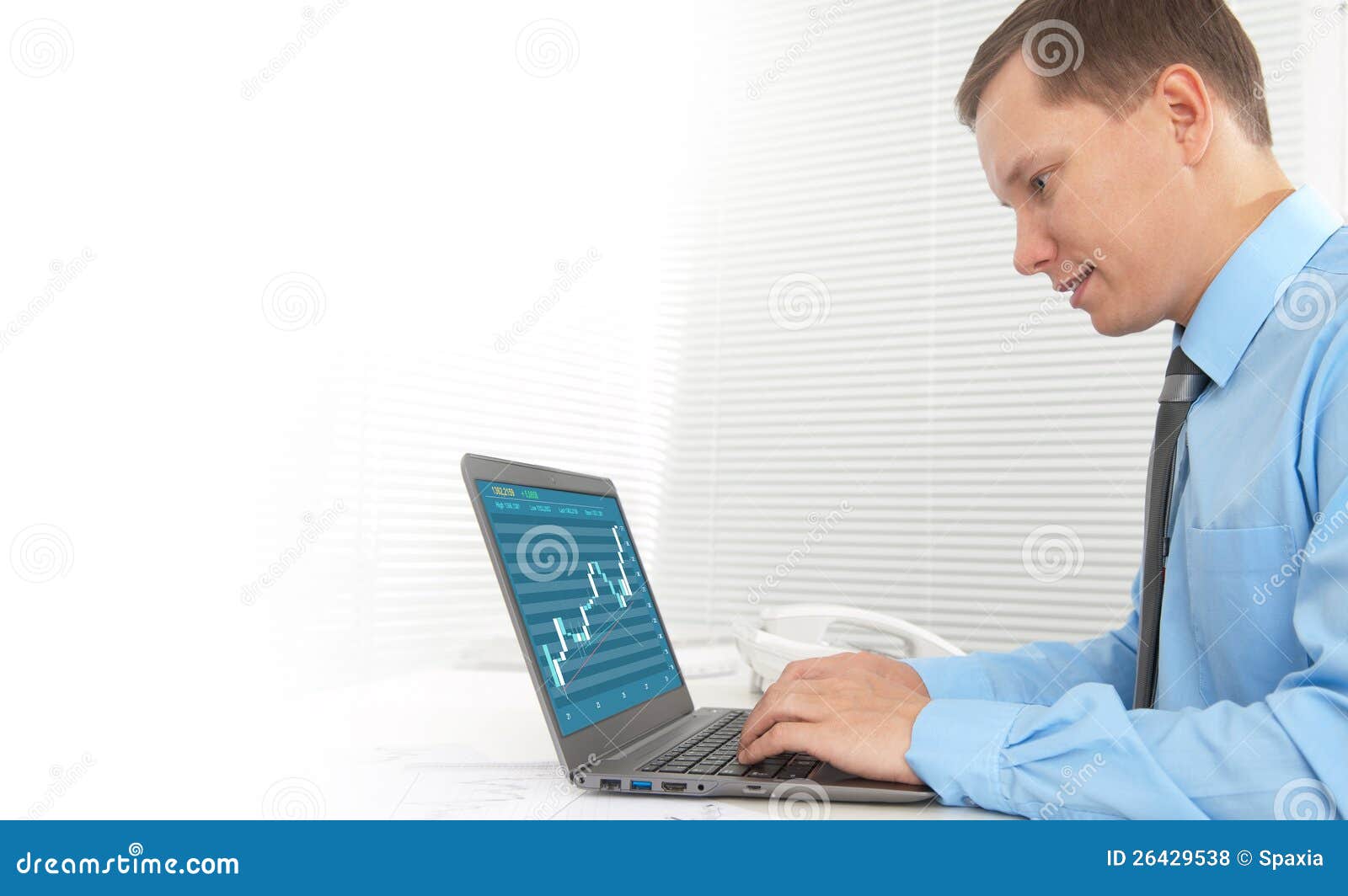 Business Man Working on His Laptop Stock Photo - Image of bank, school ...