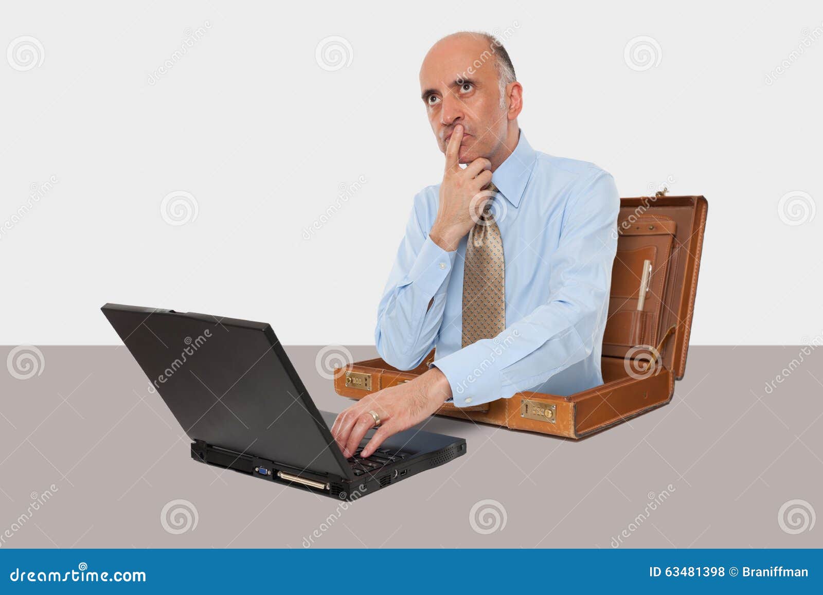 Business Man Working with His Laptop Stock Photo - Image of blue ...