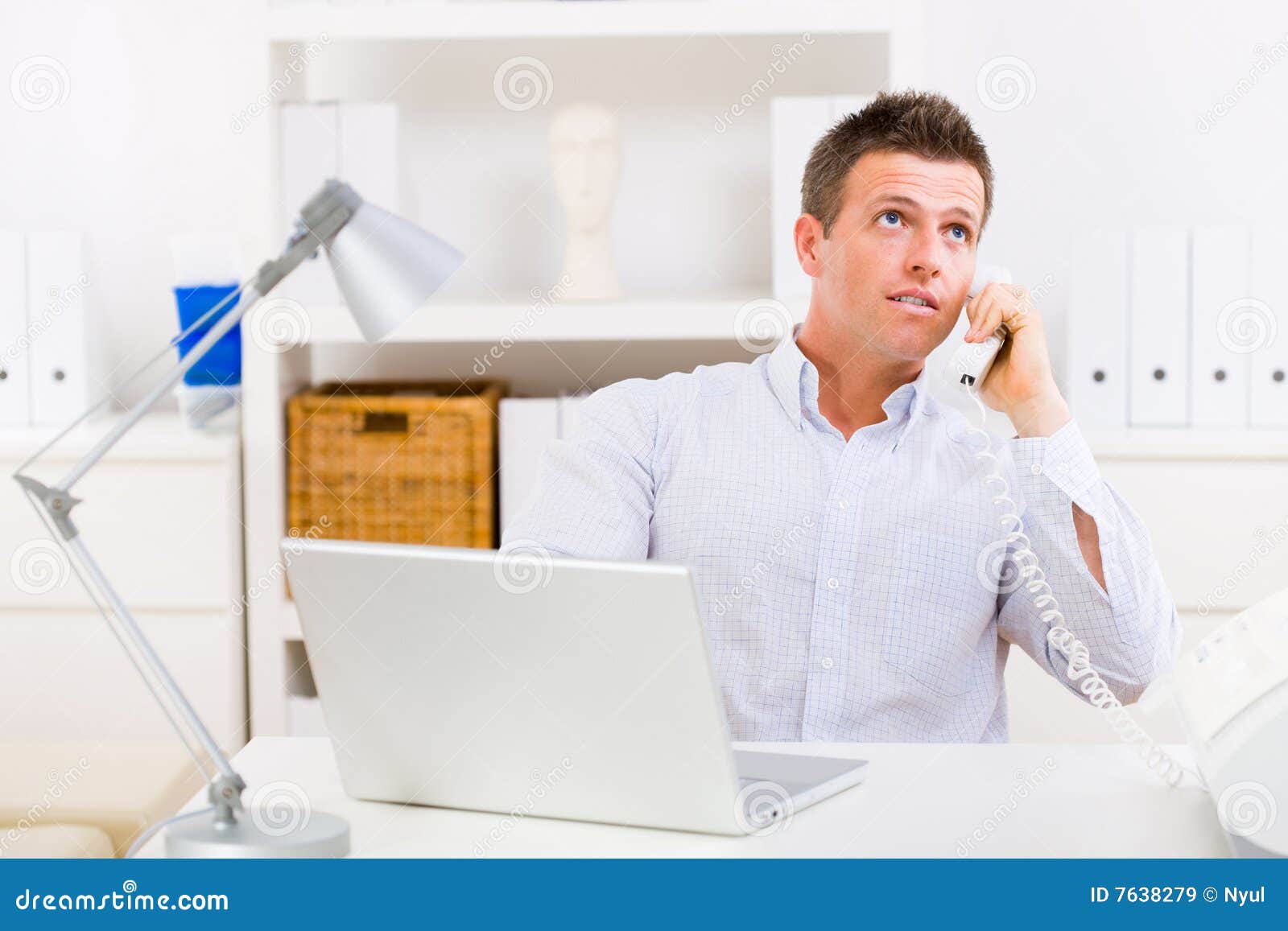 Business Man Working at Home Stock Image - Image of career, calling ...