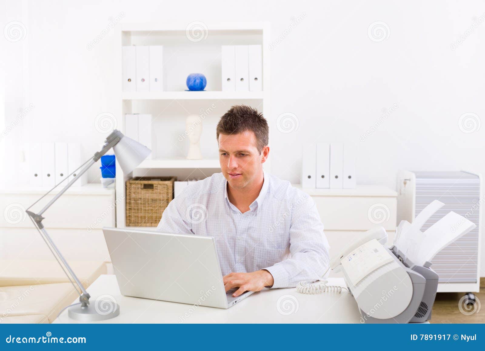 Business Man Working at Home Stock Image - Image of domestic, collar ...