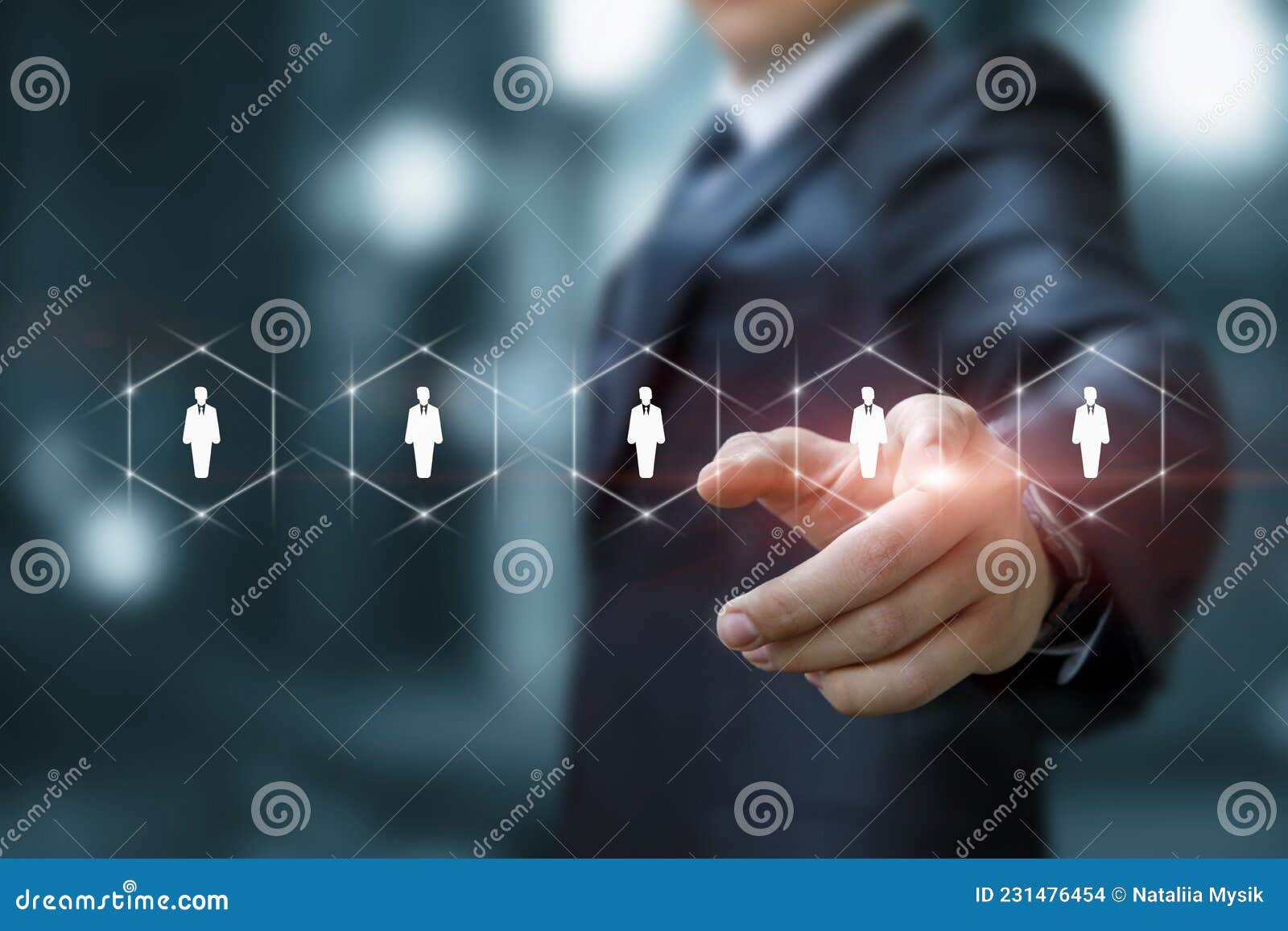 Businessman Working Human Resources on Virtual Computer Screen Stock ...