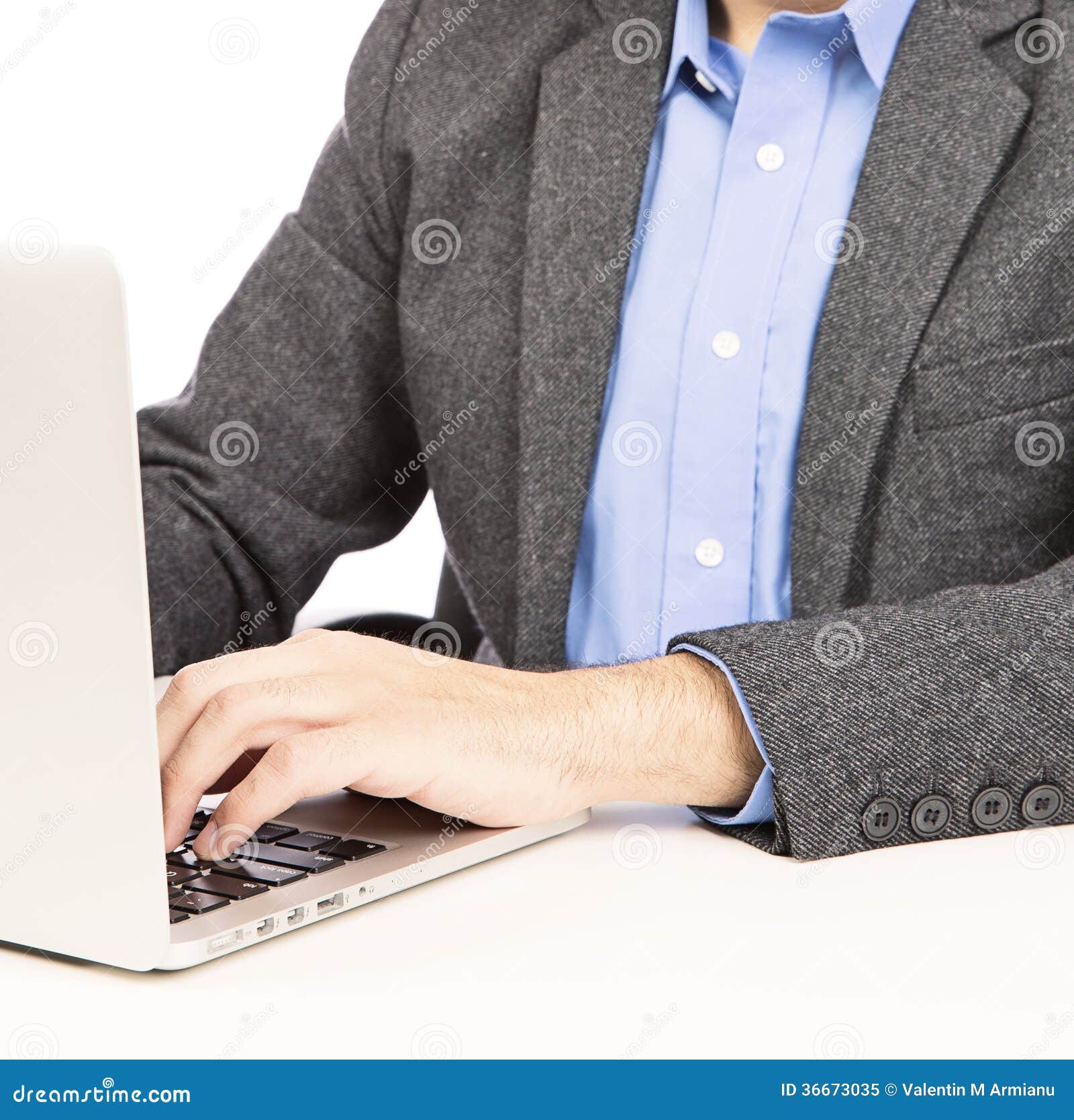 Business Man Working Laptop Closeup Stock Image - Image of formal ...