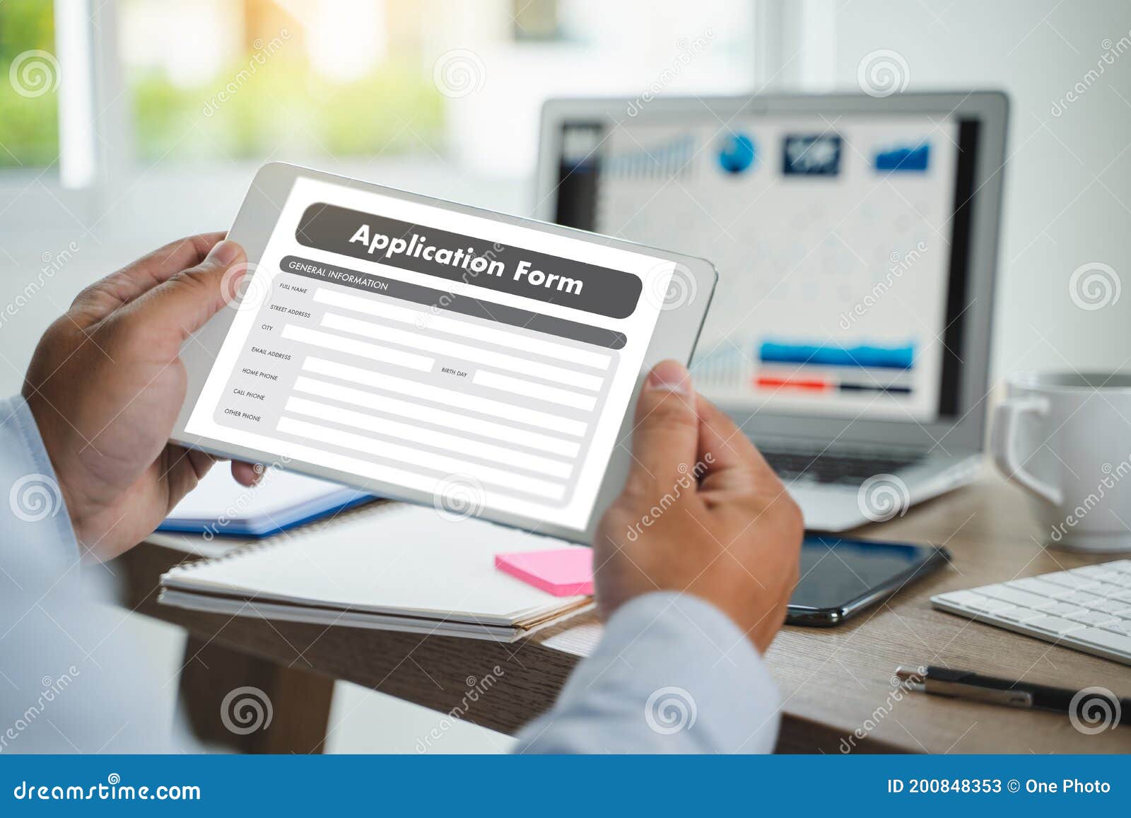 Business Man Working on Laptop Computer Use Online Web Job Application ...