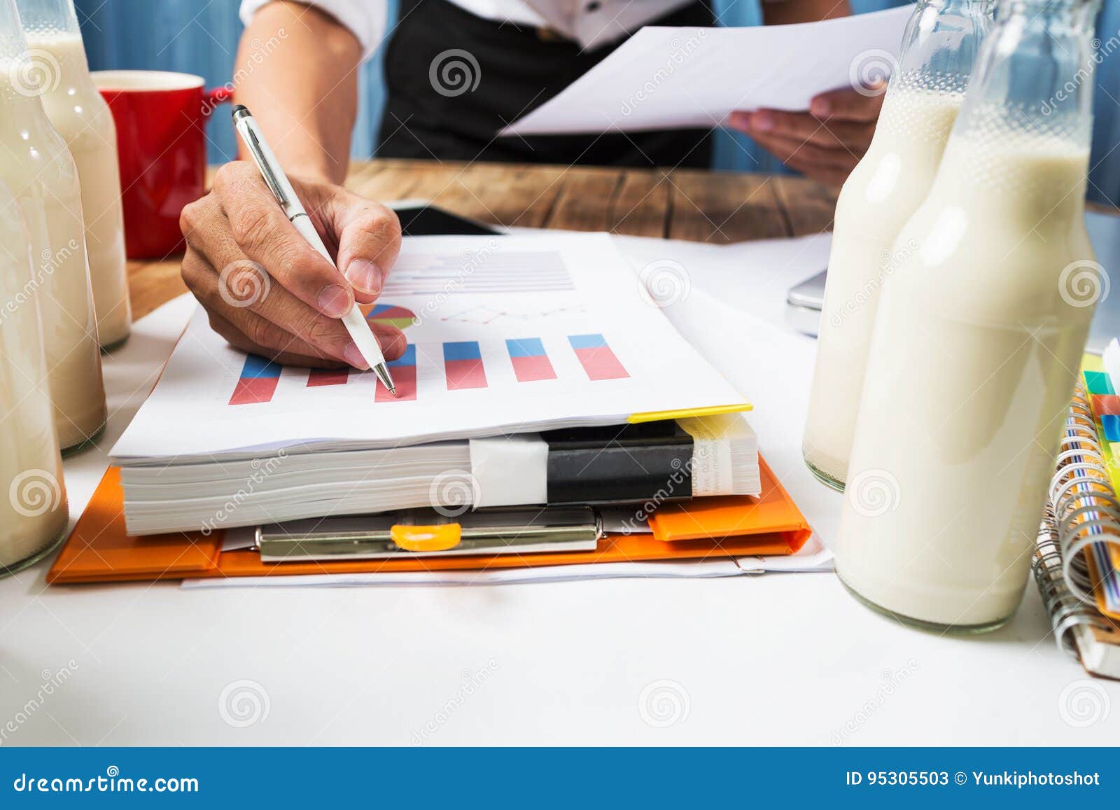 Business Man Working at Milk Bottle Quality Control Hard Job Con Stock ...