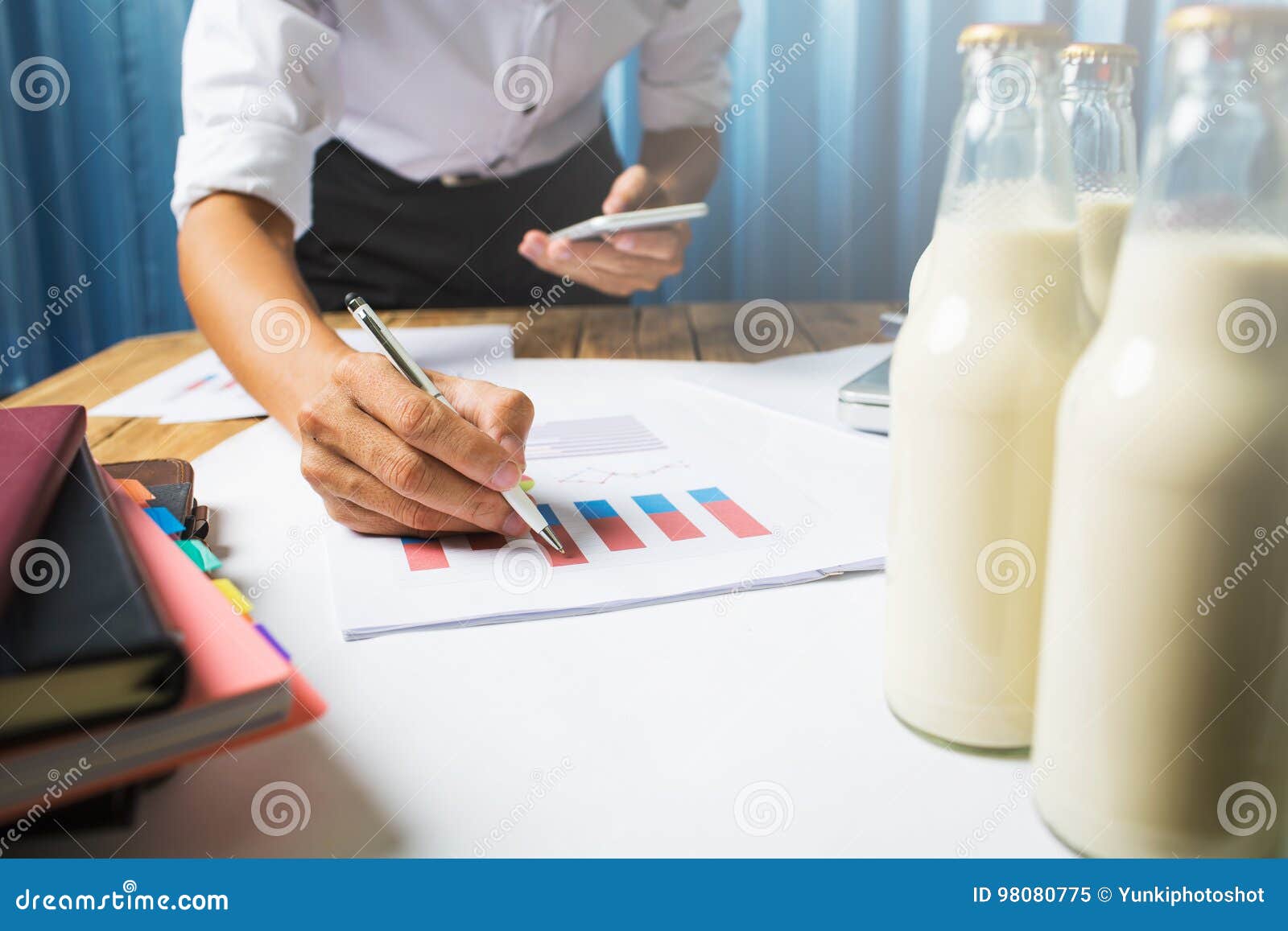Business Man Working at Milk Bottle Quality Control Hard Job Con Stock ...