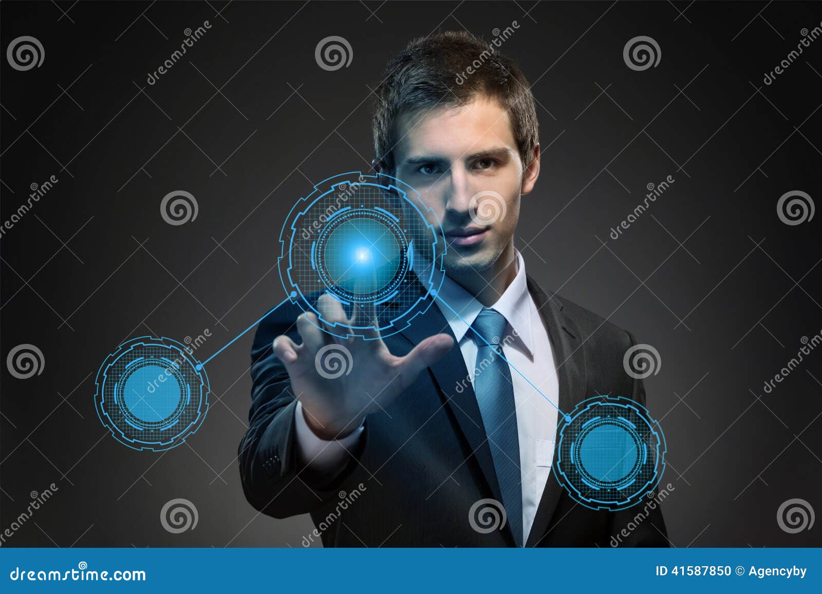 Business Man Working with Modern Virtual Technology Stock Photo - Image ...