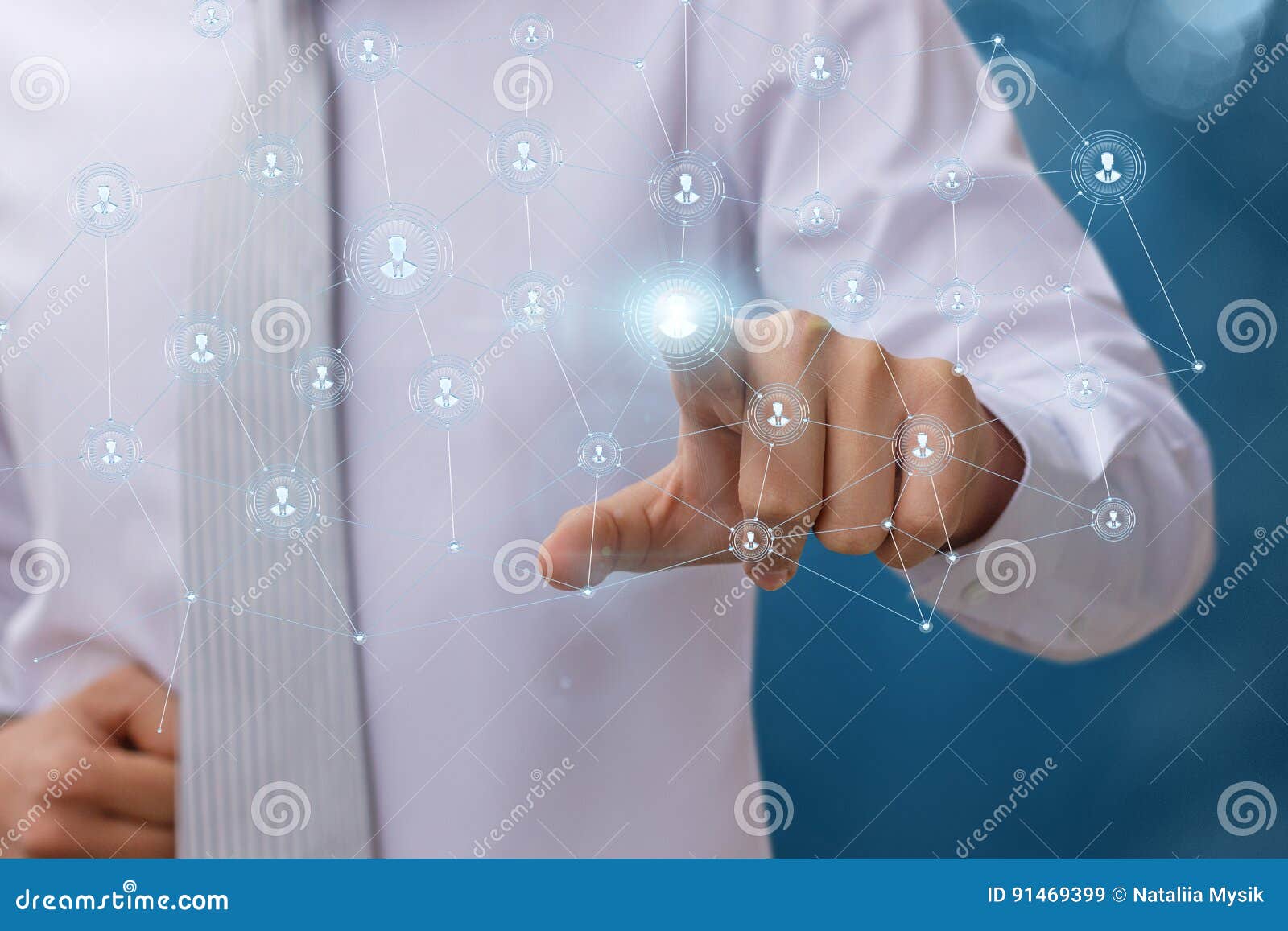 Business Man Working a Network. Stock Image - Image of education ...
