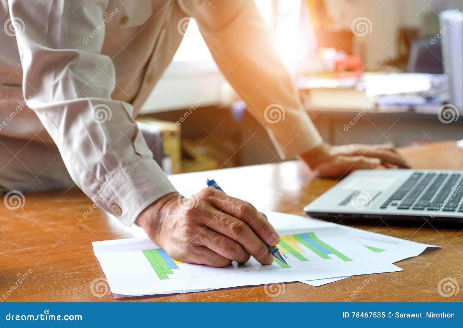 Business,Man Working Office are Analyzing Graph Data. Stock Image ...