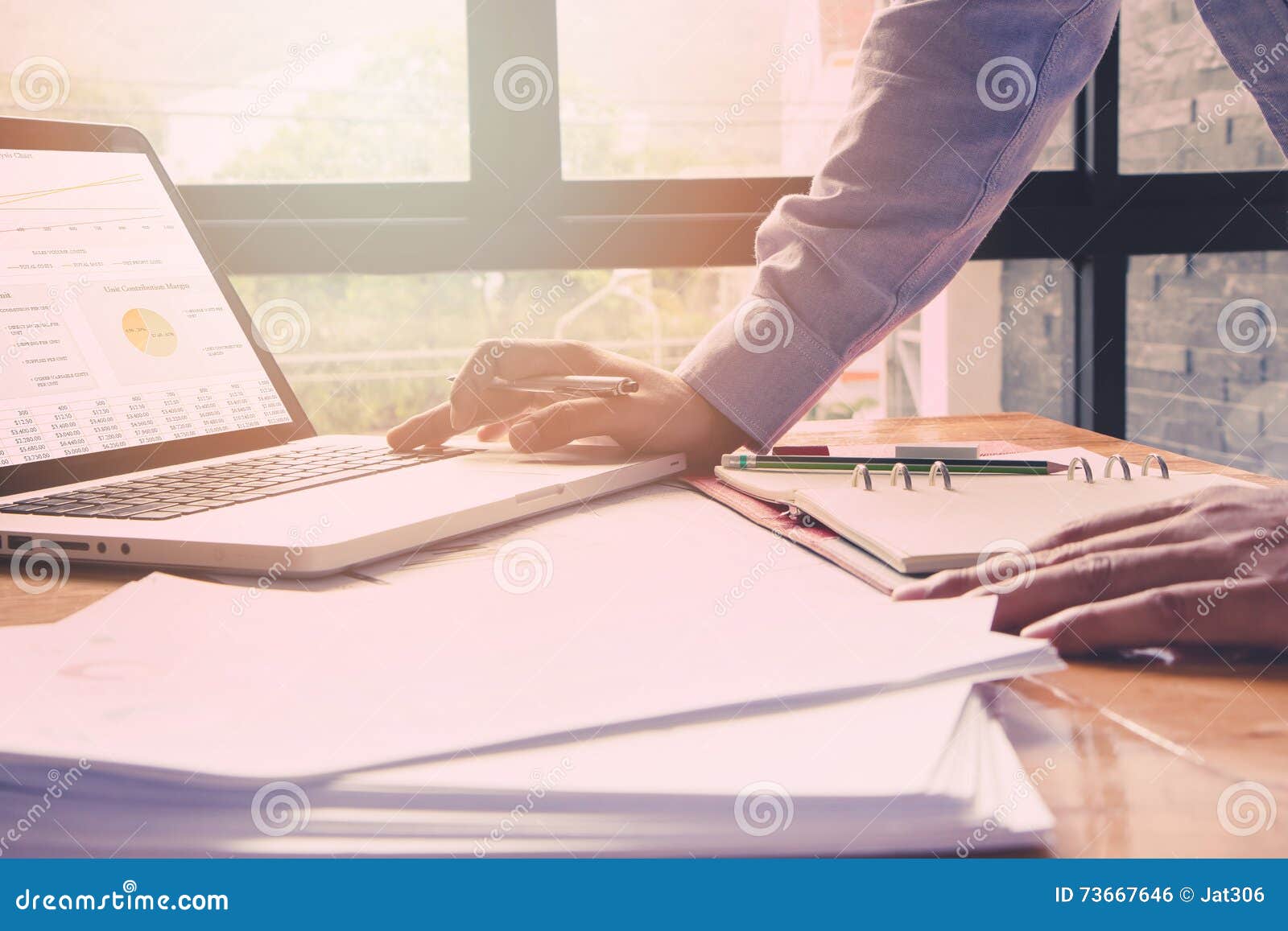 Business Man Working with Paperwork Stock Photo - Image of exam, laptop ...
