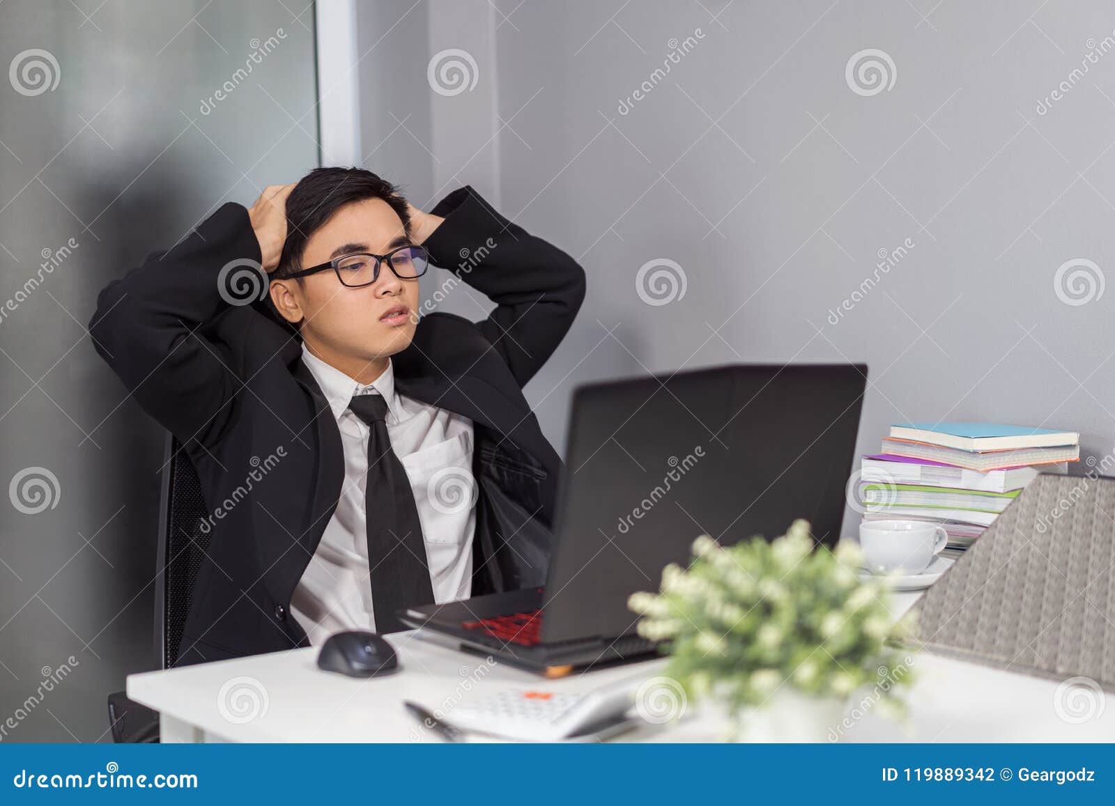 Business Man Working Problem Using Laptop Stock Photo - Image of ...