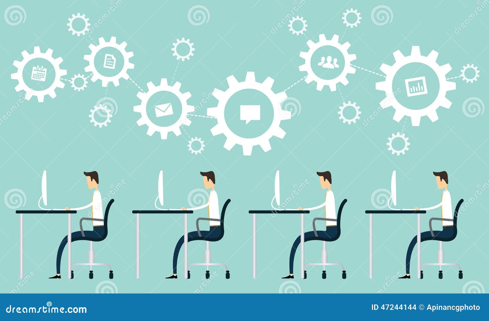 Business Man Working Process Project in Office Vector Stock Vector ...